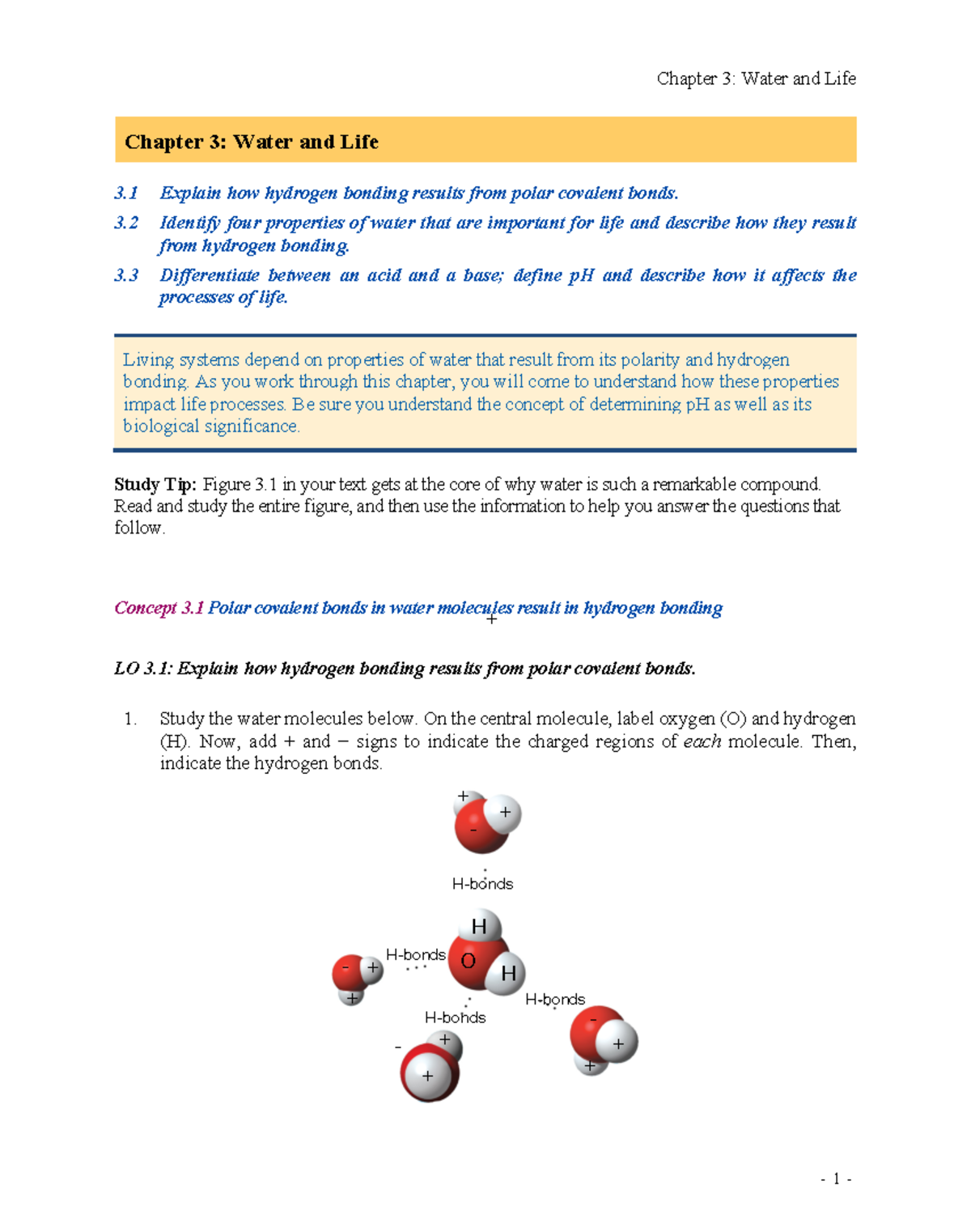 Chapter 3 rn - Bio active reading notes - Chapter 3: Water and Life ...