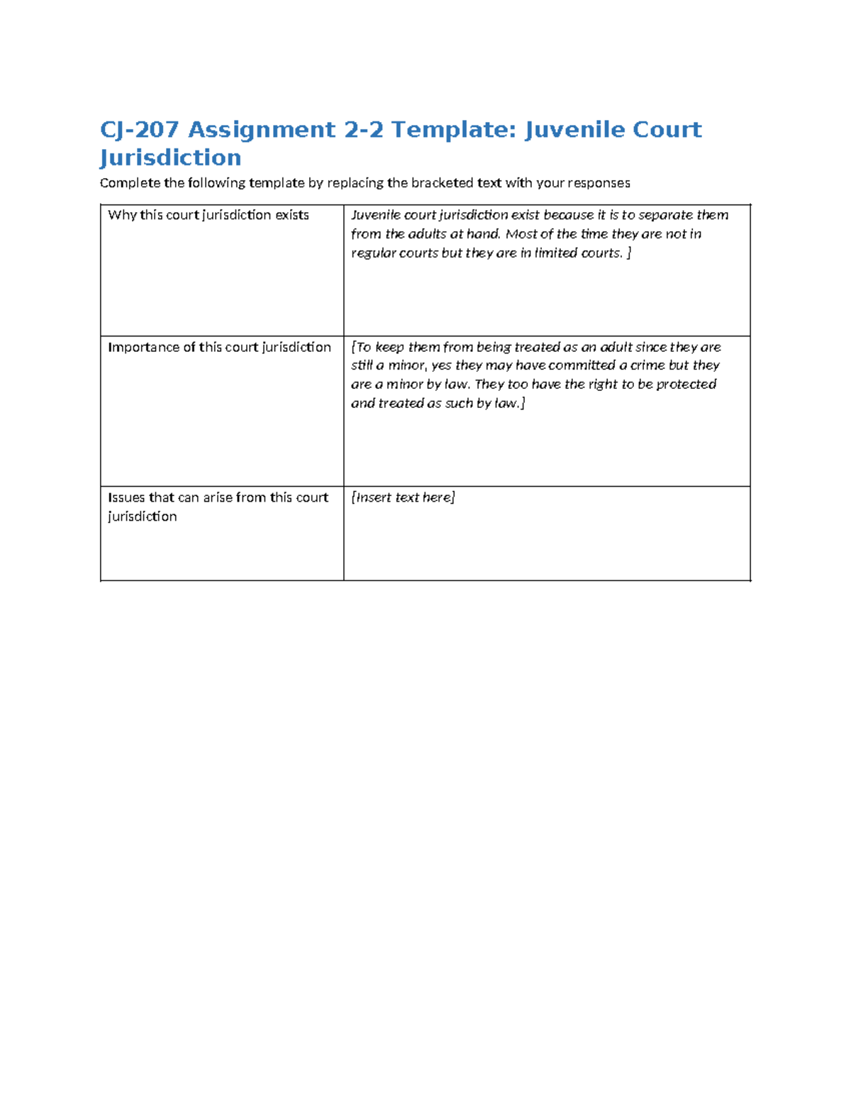 CJ-207 Assignment 2-2 Template - Most of the time they are not in ...