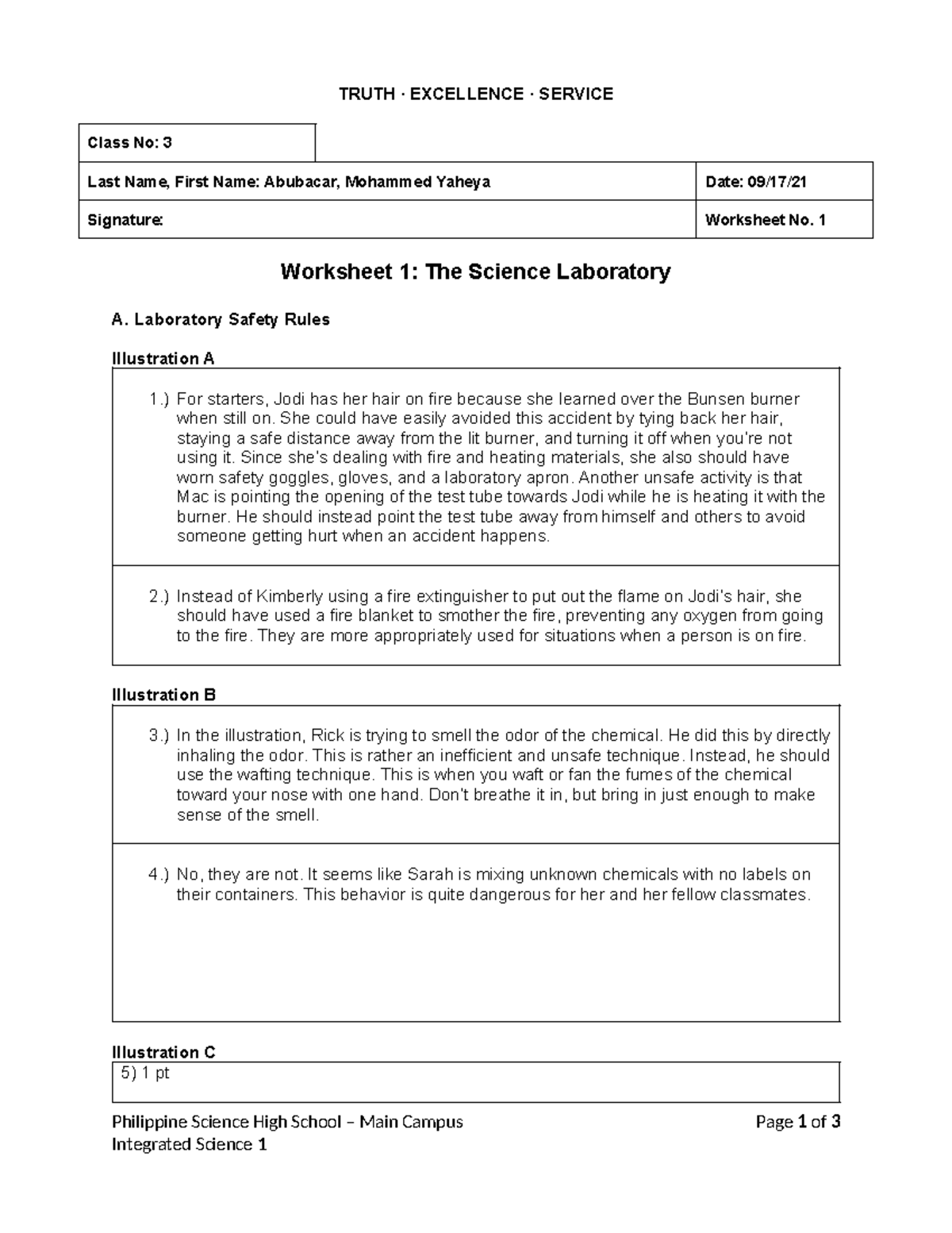 IS1 Q1 Worksheet 1 The Science Laboratory Answer Sheet - TRUTH ...