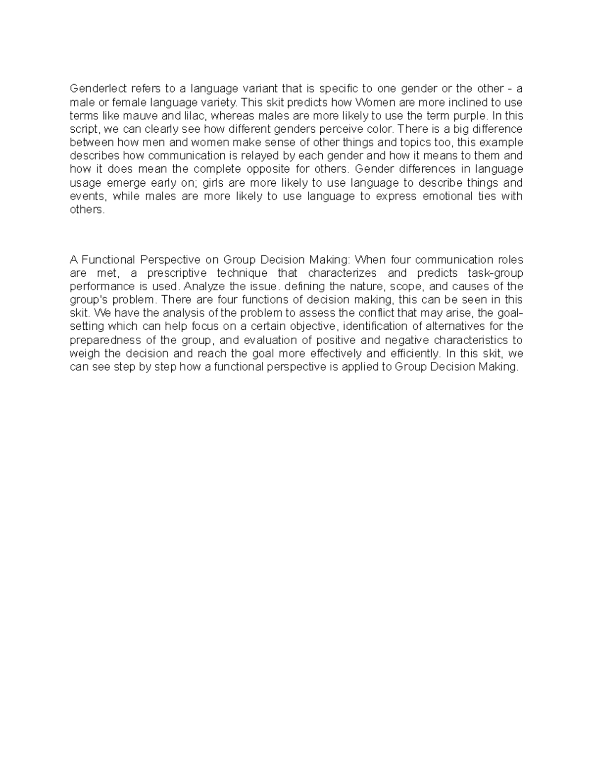 Genderlect and functional perspective on group decision description ...