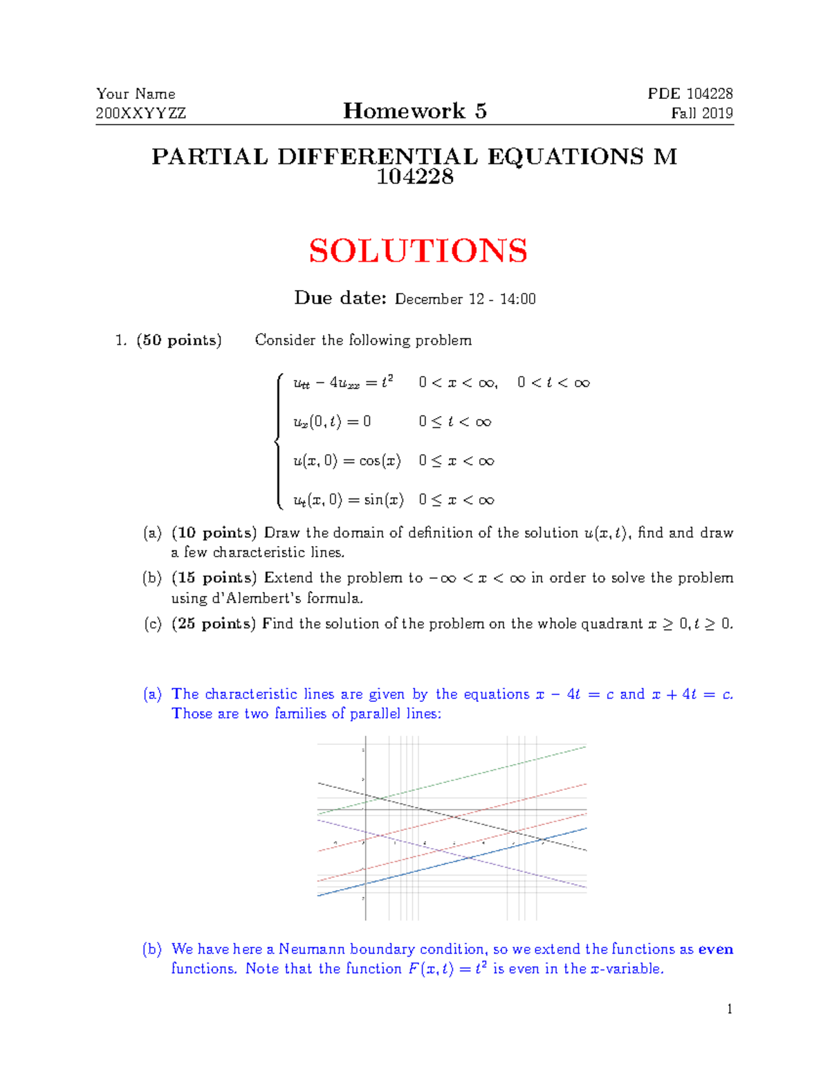 PDE-Homework 5 with Answer - 200XXYYZZ Homework 5 Fall 2019 PARTIAL ...