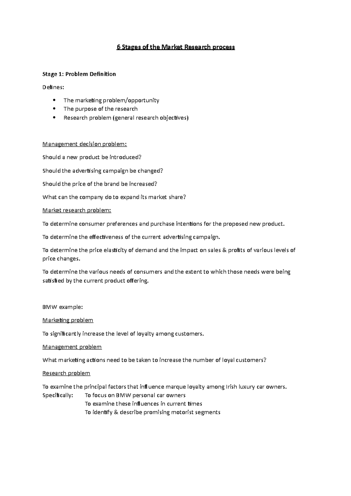 Market Research revision - 6 Stages of the Market Research process ...