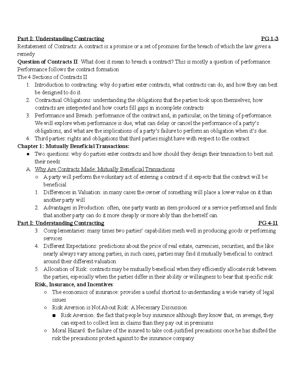 CH 1 - Understanding Contracting (Contracts II FS21) - Part I ...