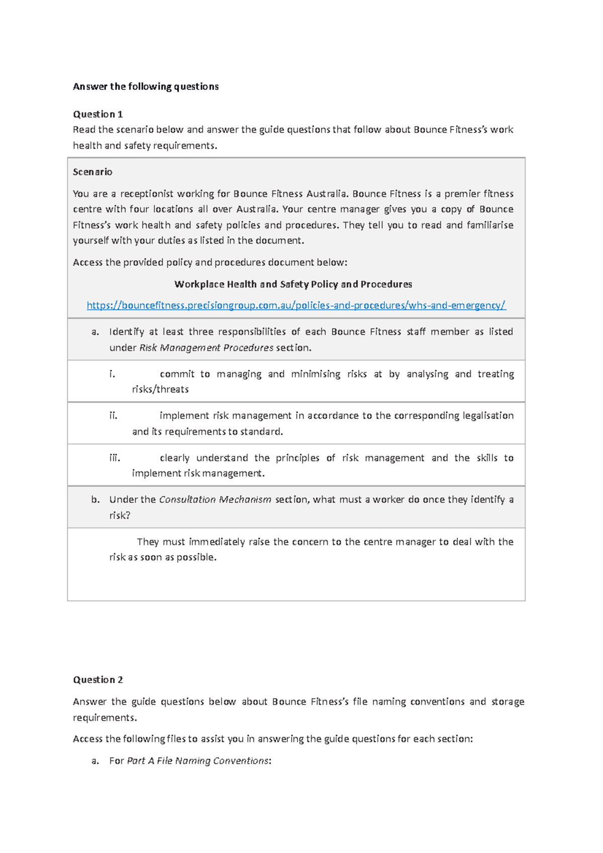 Knowledge questions Complete - may - Answer the following questions ...