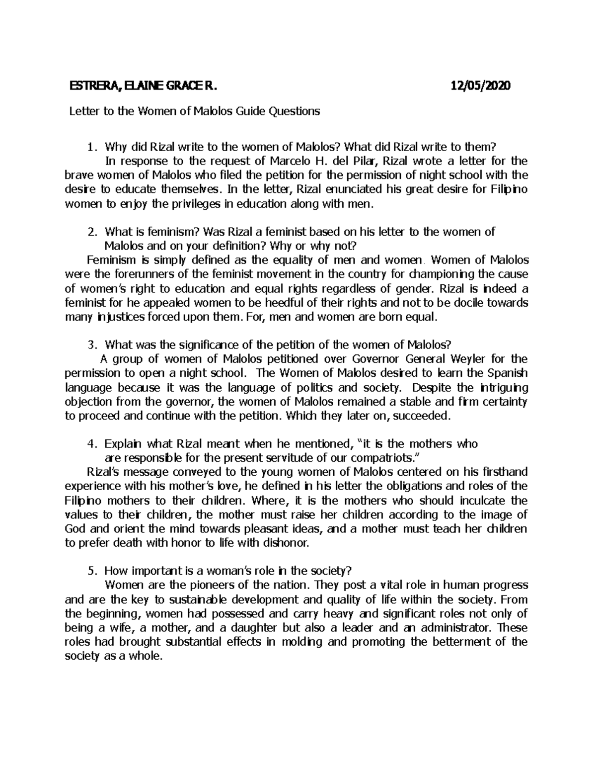 Estrera, EG- 5.2 Young Women of Malolos - ESTRERA, ELAINE GRACE R. 12 / ...