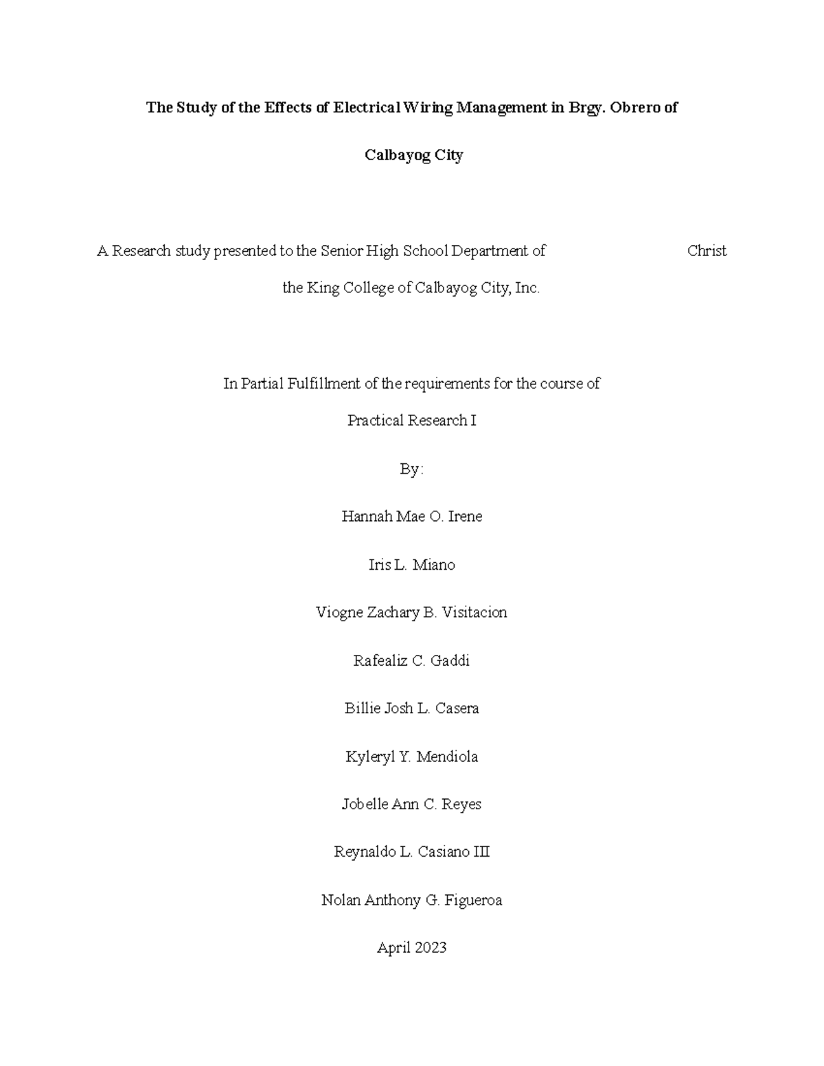 Title Defense HARD COPY Final - The Study of the Effects of Electrical ...