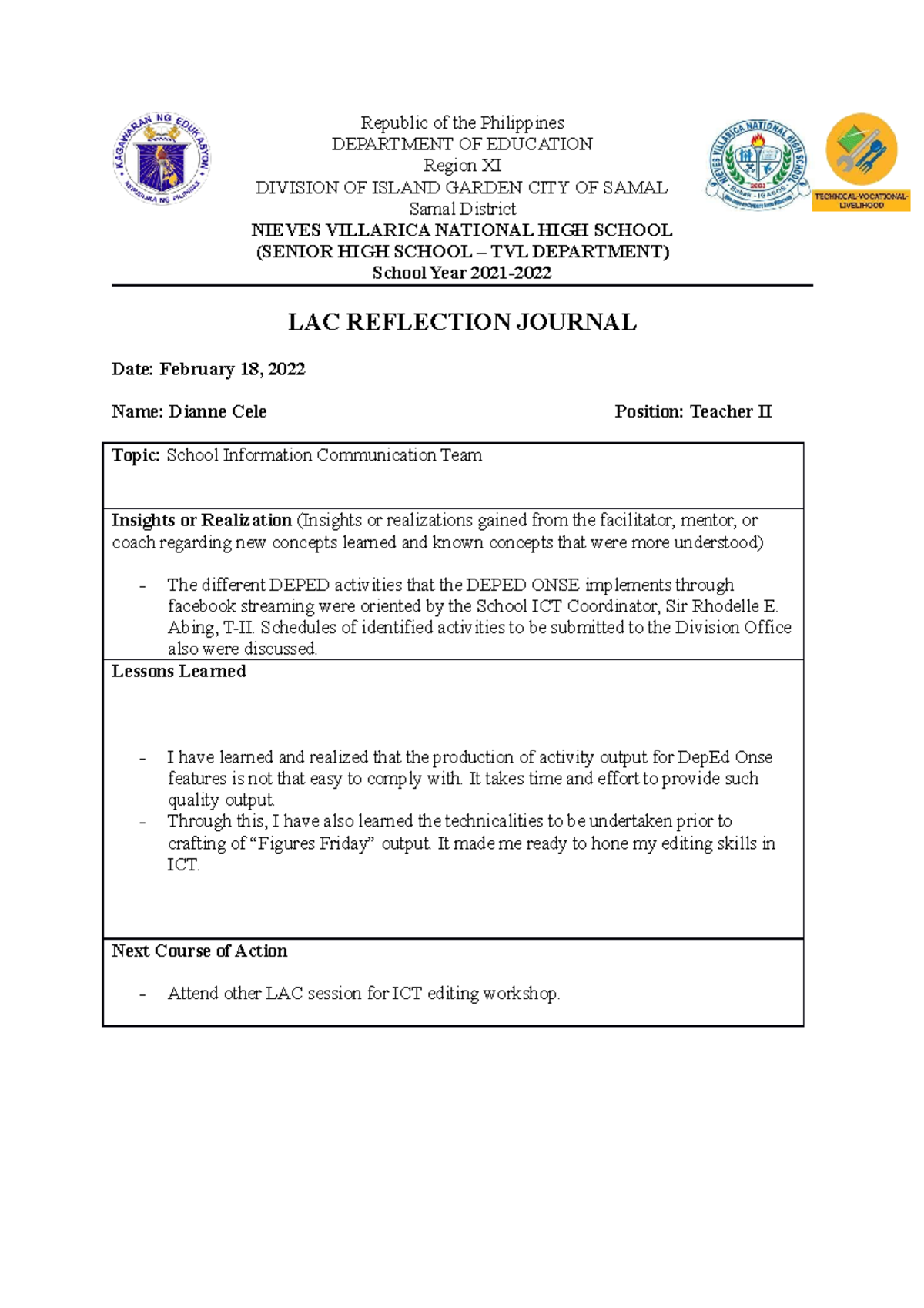 Reflection Journal - Team members need to believe that the team has ...