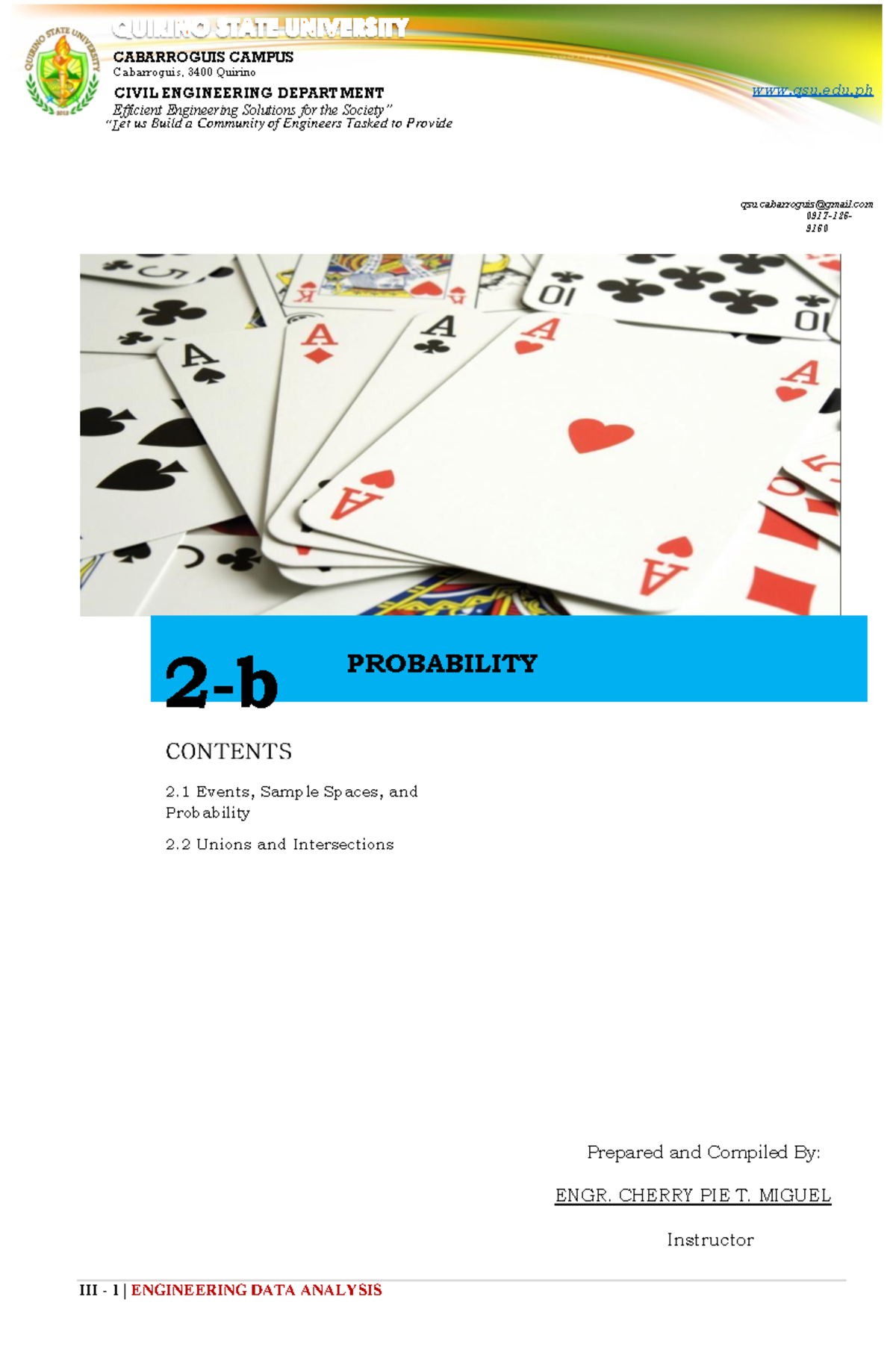 Engineering Data Analysis 3 - ` Cabarroguis, 3400 Quirino CIVIL ...