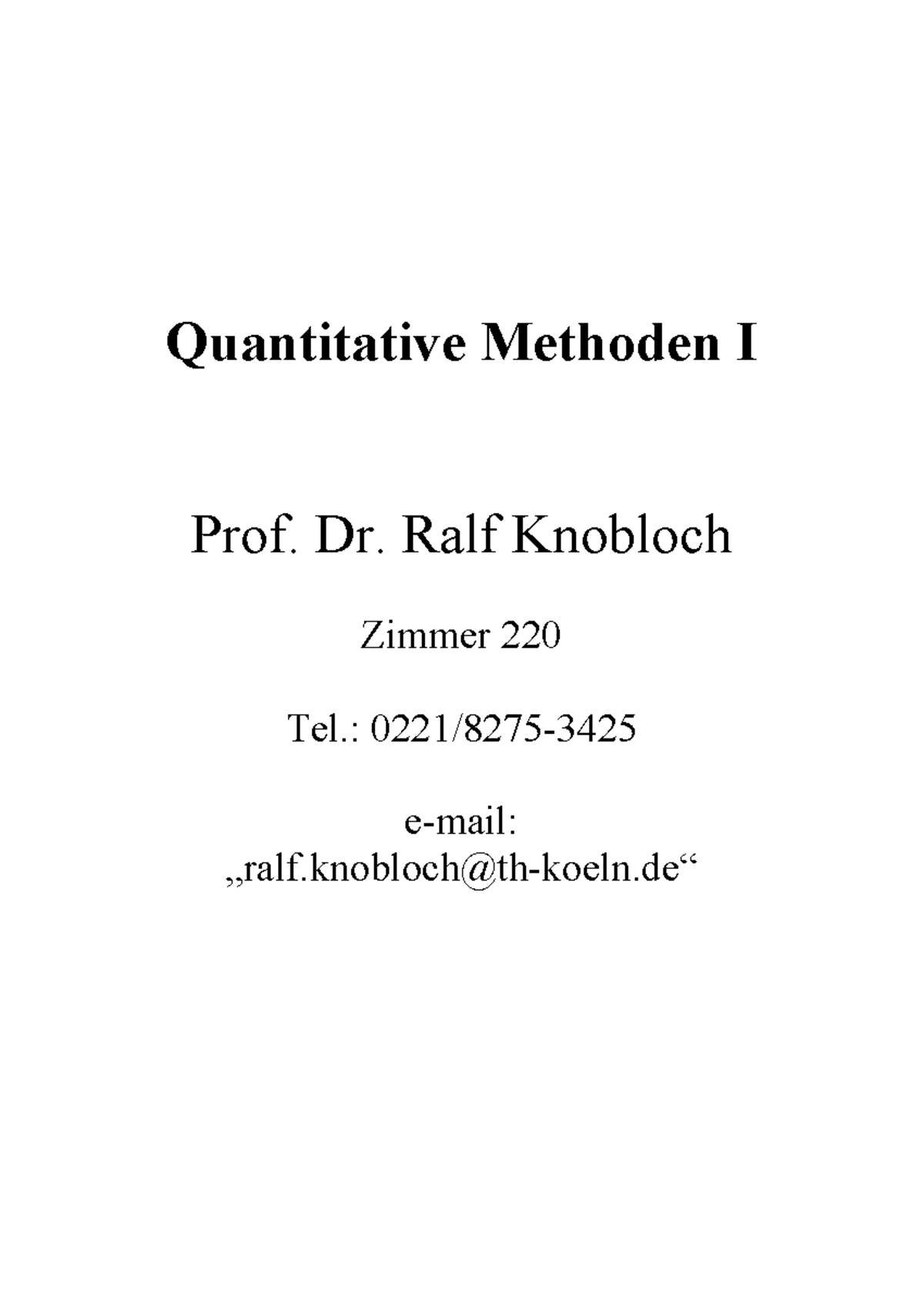 Skript QM1 - Aufgaben mit Lösungen - Quantitative Methoden I Prof. Dr ...