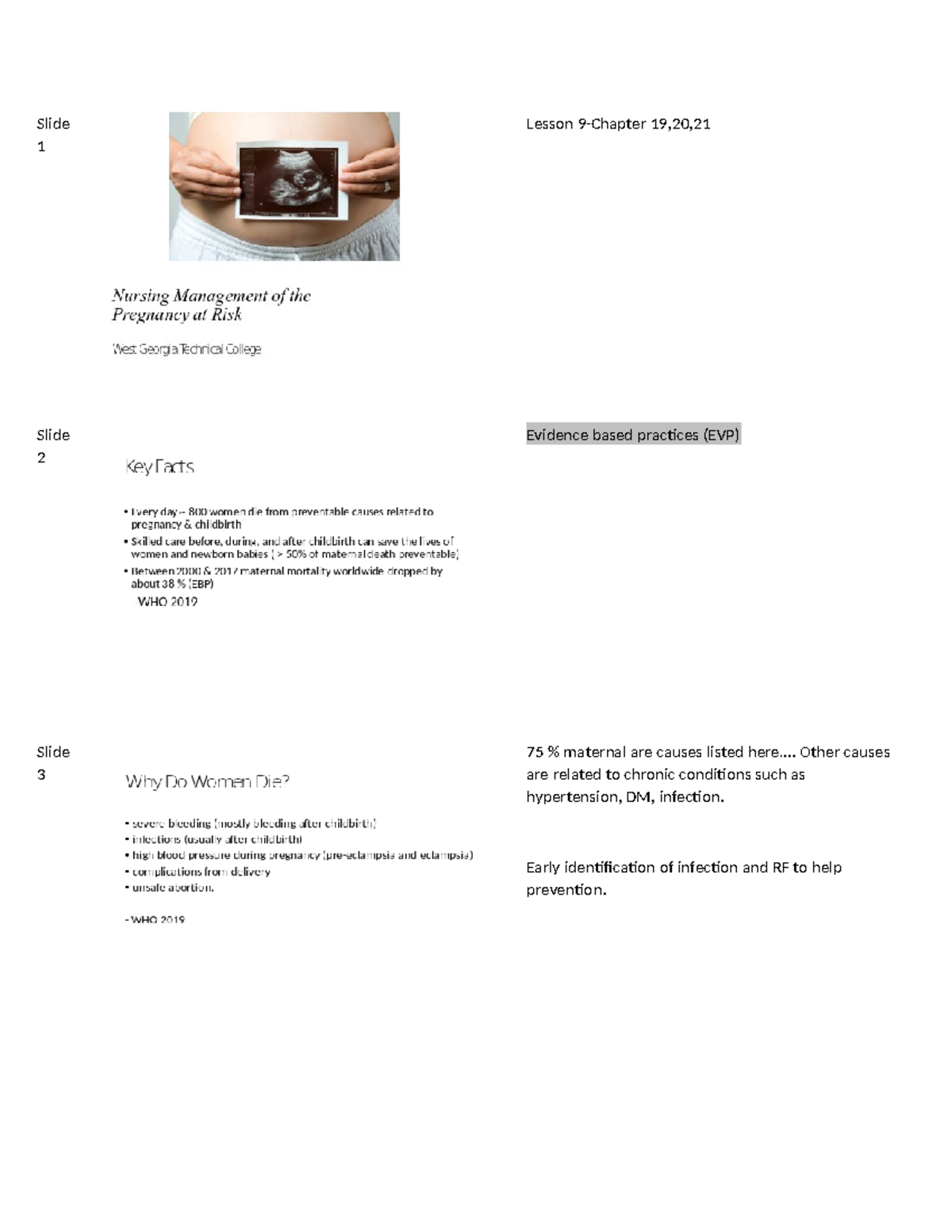 PP L9 - notes - Slide 1 Lesson 9-Chapter 19,20, Slide 2 Evidence based ...