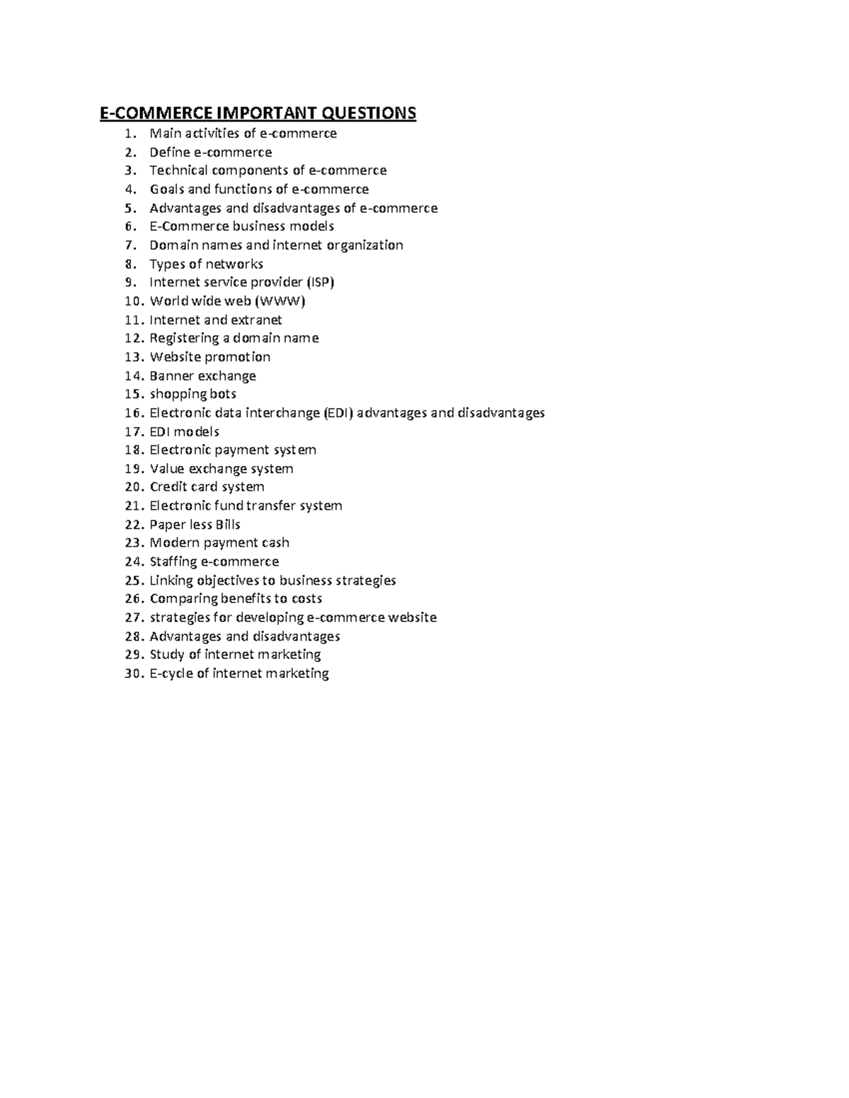 E- Commerce (BCA) Important Questions - E-COMMERCE IMPORTANT QUESTIONS ...
