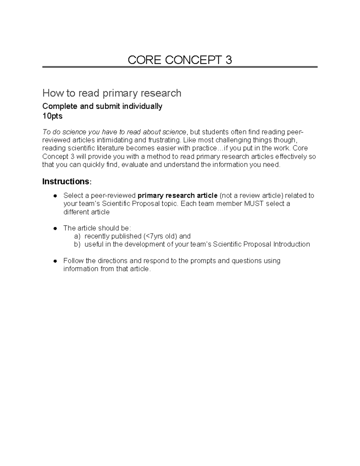 CORE Concept 3 - group - CORE CONCEPT 3 How to read primary research ...