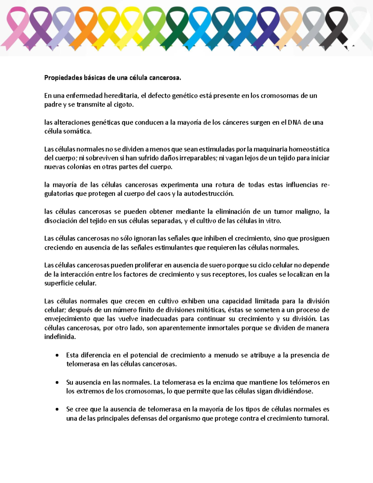 Resumen de cancer - Biologia - USAC - StuDocu