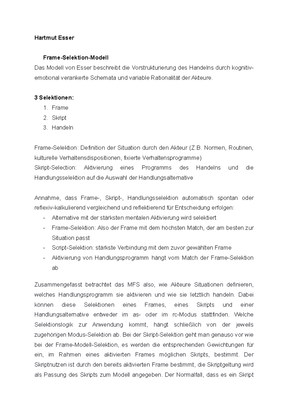 Hartmut Esser Kopie - Eine Zusammenfassung des Textes über das Frame ...