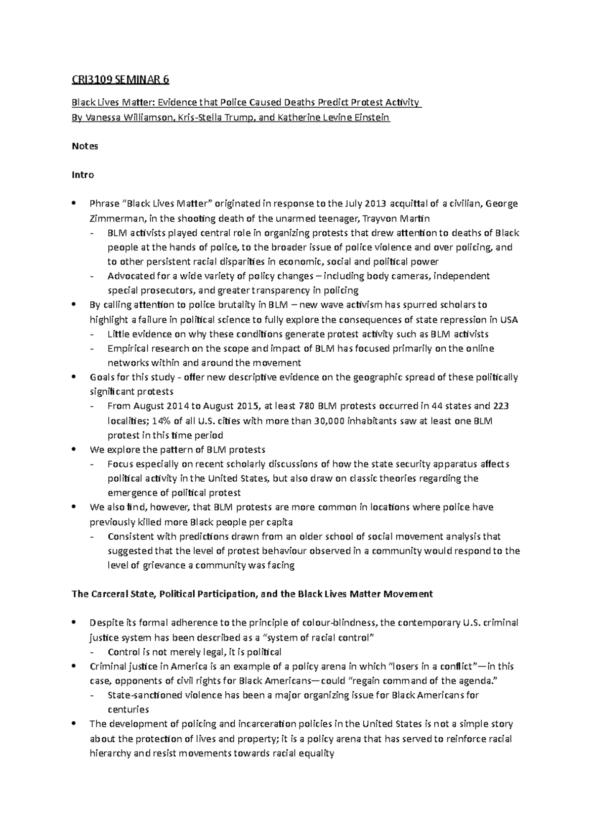 CRI3109 Seminar 6 - Clare Kinsella - CRI3109 - EdgeHill - Studocu