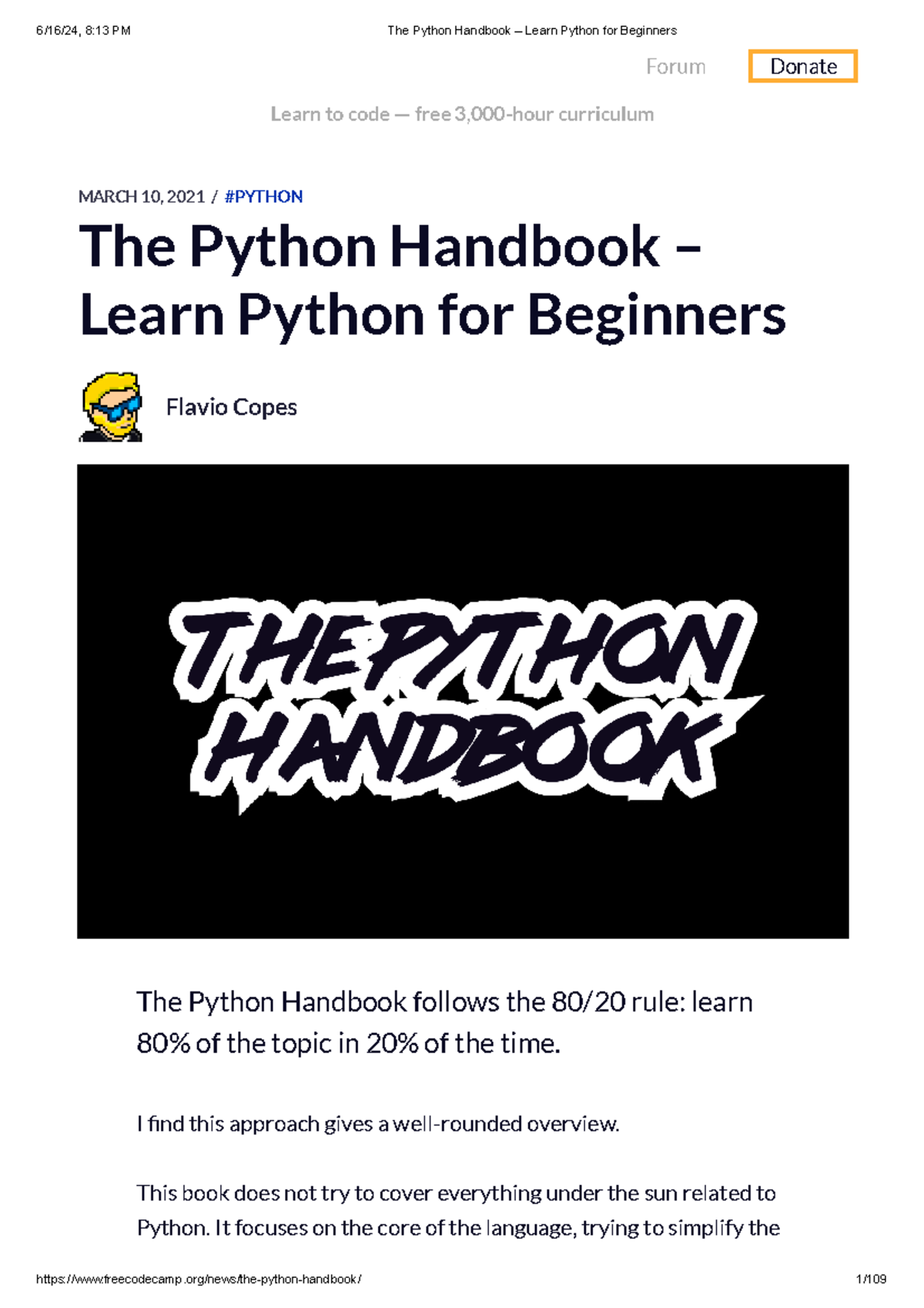 The Python Handbook – Learn Python for Beginners - MARCH 10, 2021 / #PYTHON The Python Handbook ...