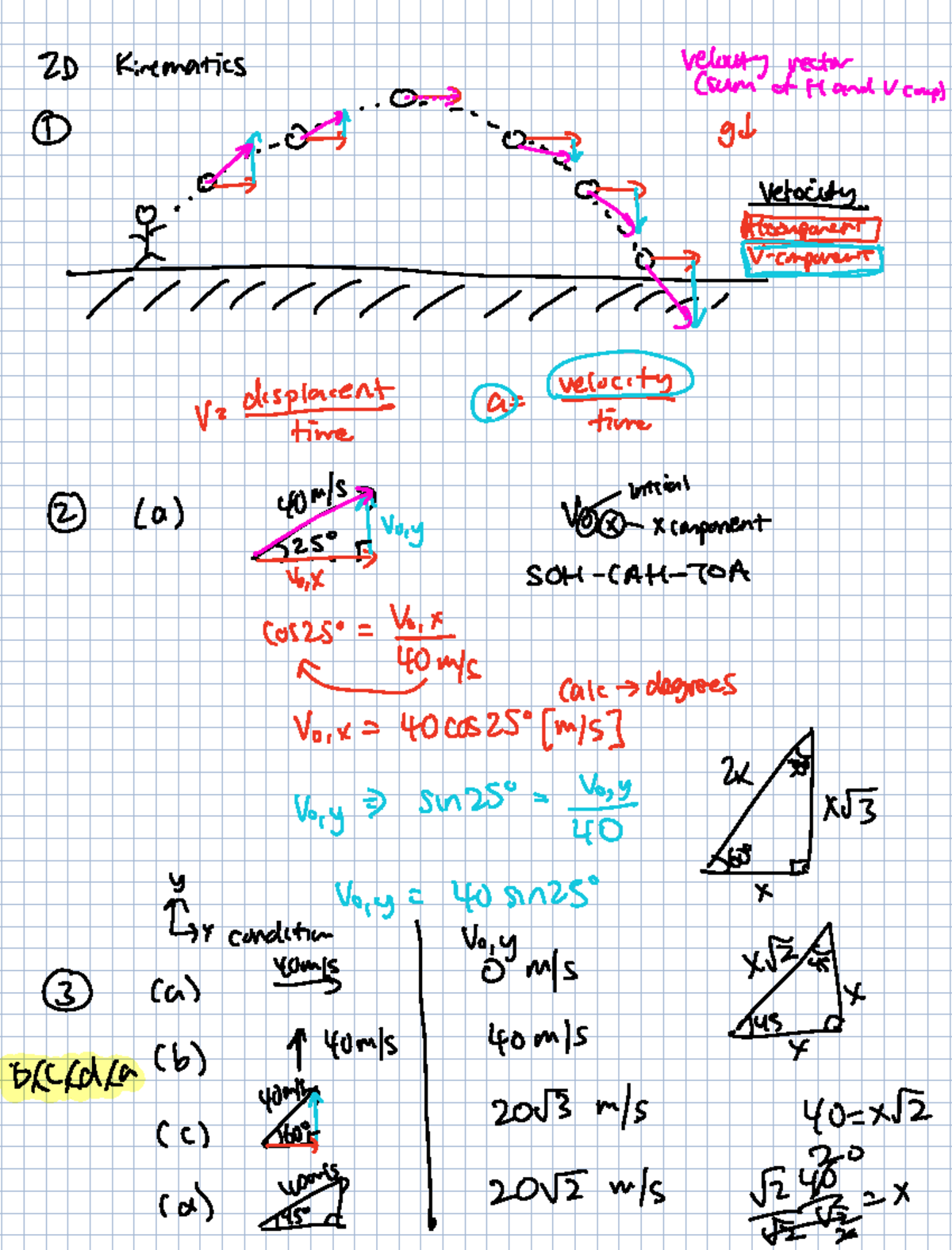 Note Oct 10, 2024 - 2D kinematics practice problem notes and solutions ...
