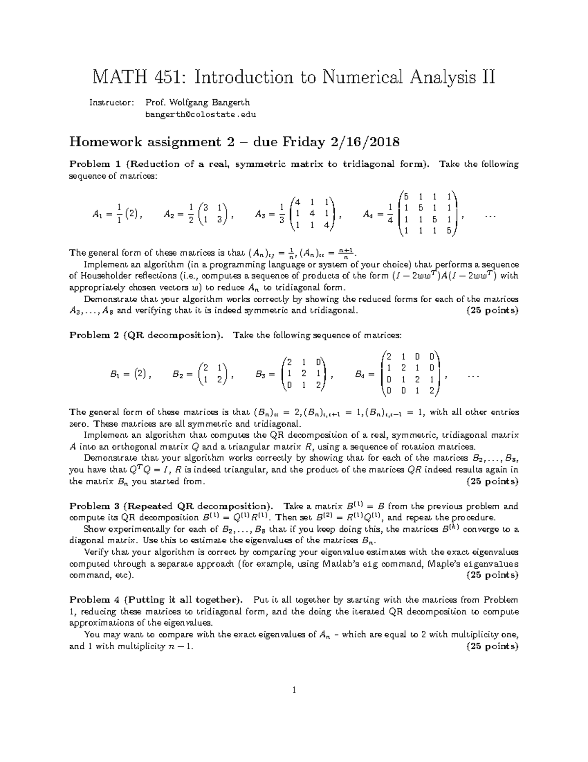 Homework 2 Math 451 Introduction To Numerical Analysis Ii Instructor