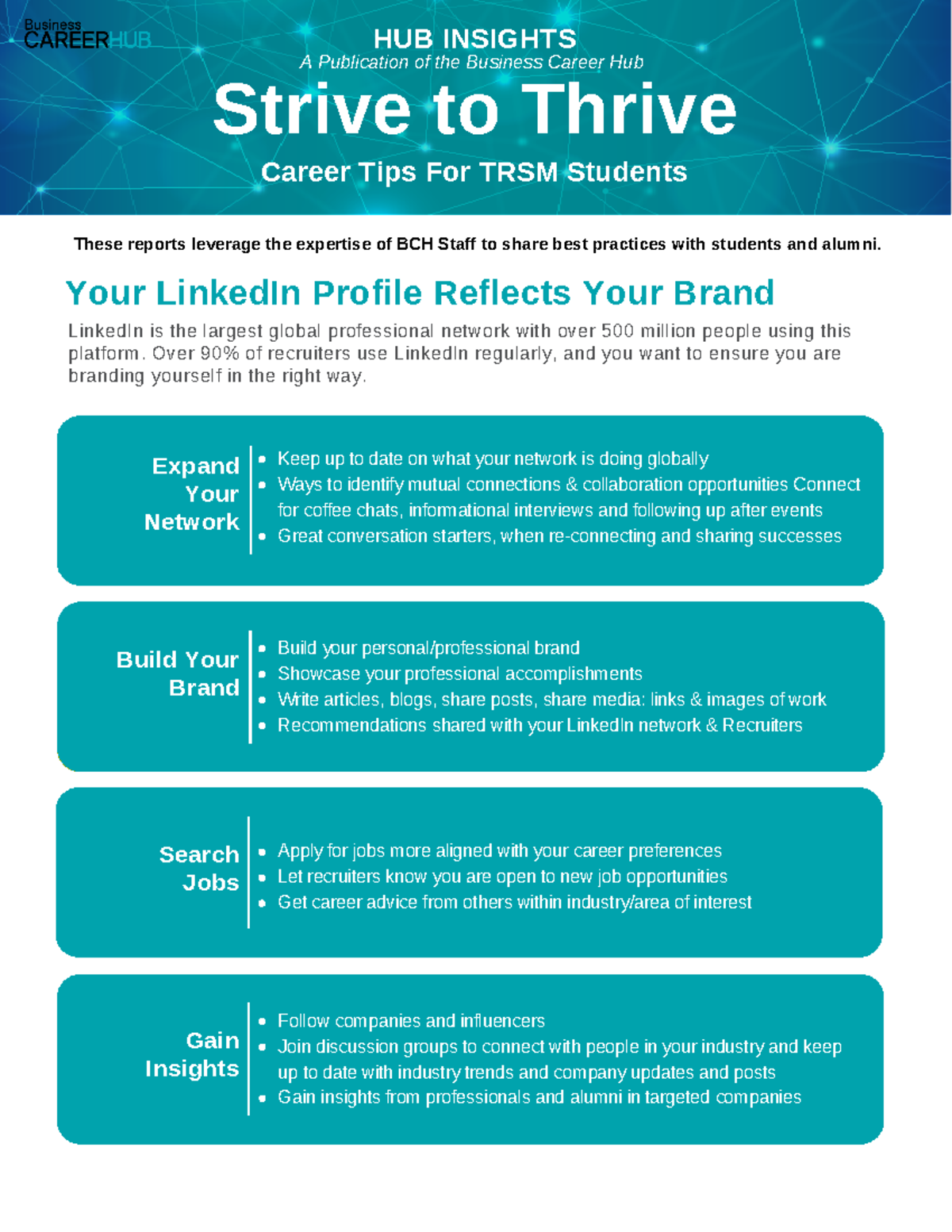 Linked In Strive to Thrive - HUB INSIGHTS A Publication of the Business ...