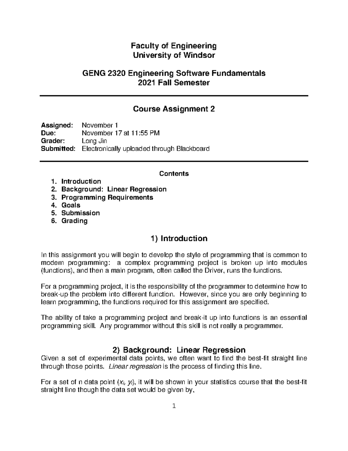 Course Assignment 02(1) - Faculty of Engineering University of Windsor ...