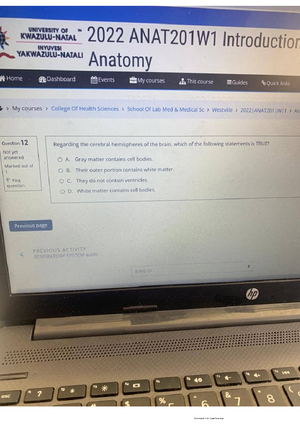Anat 101 test - introduction to anatomy - Test 2 In the spinal cord a ...
