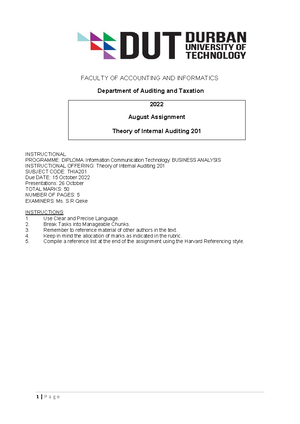 [Solved] Dut graduate attributes - Internal Auditing 1 - Studocu