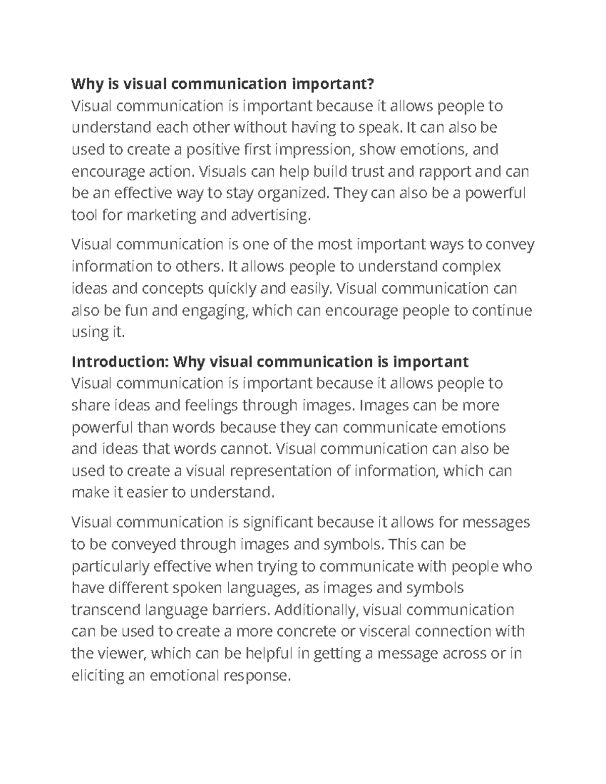 Visual Communication Notes - Why is visual communication important ...