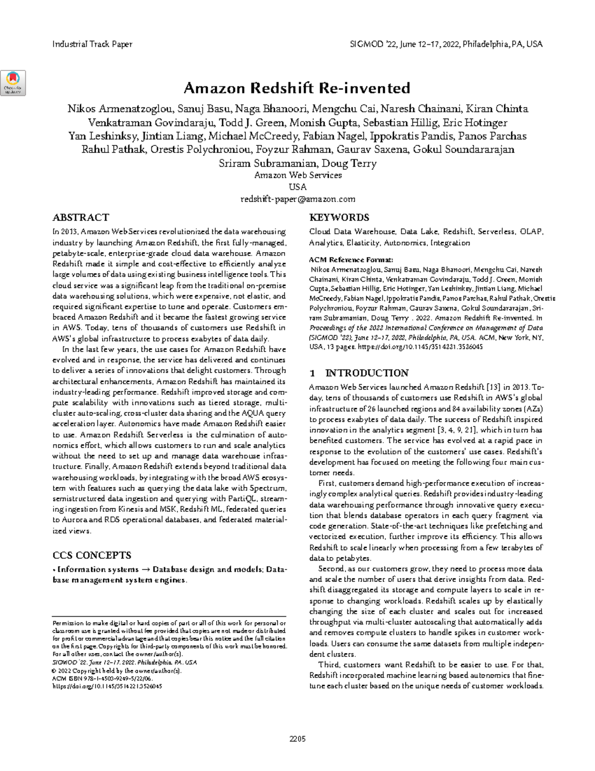 Dỏ - moneycskvn kxmz;agbgbx - Amazon Redshift Re-invented Nikos Armenatzoglou, Sanuj Basu, Naga ...