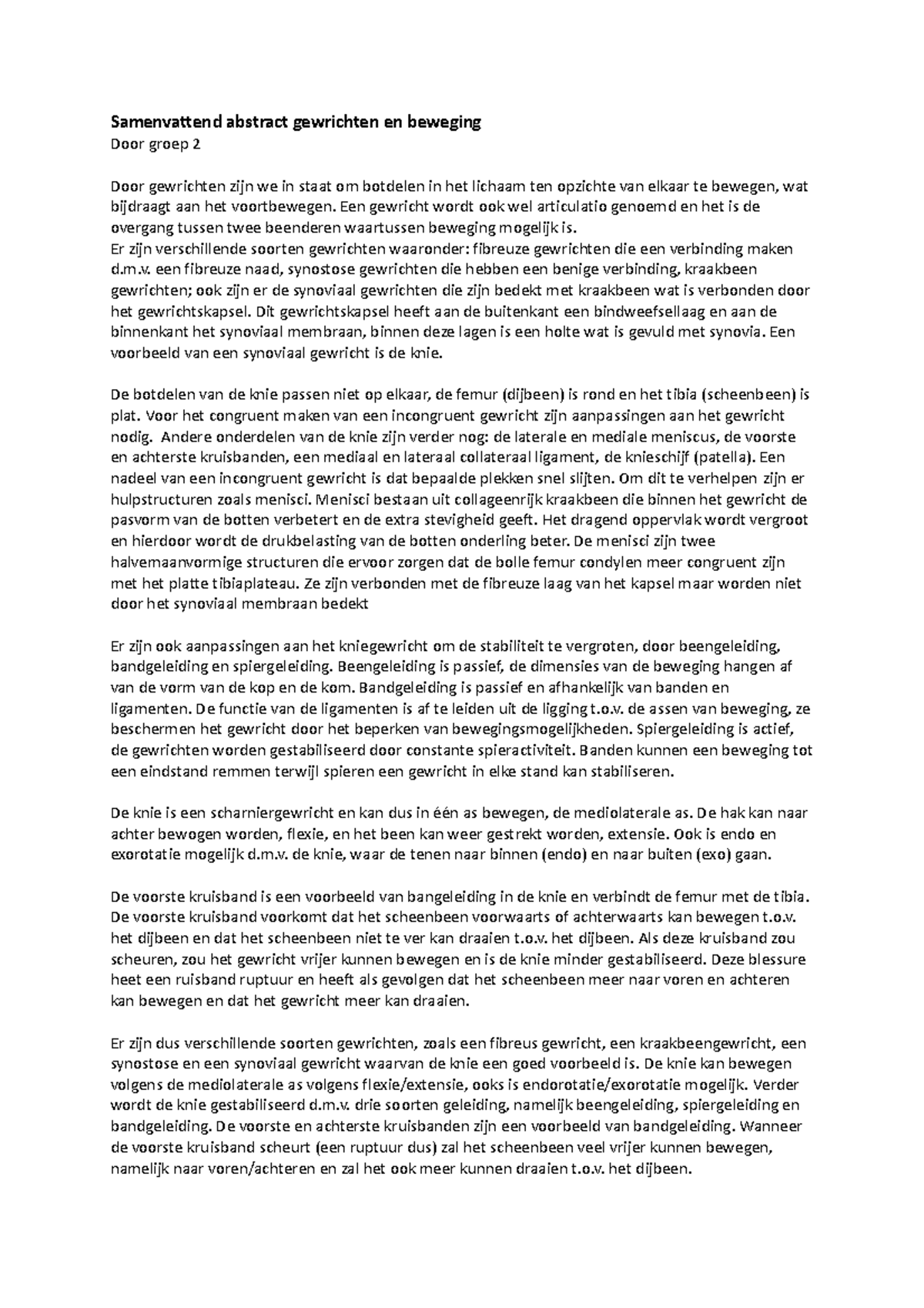 Samenvattend abstract thema 4 - Samenvattend abstract gewrichten en ...