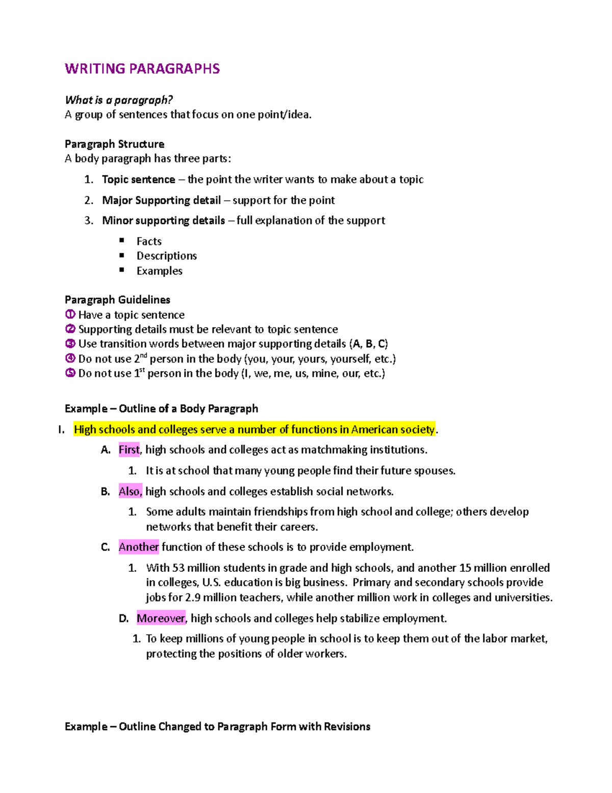 Writing paragraphs sp2023 - WRITING PARAGRAPHS What is a paragraph? A ...