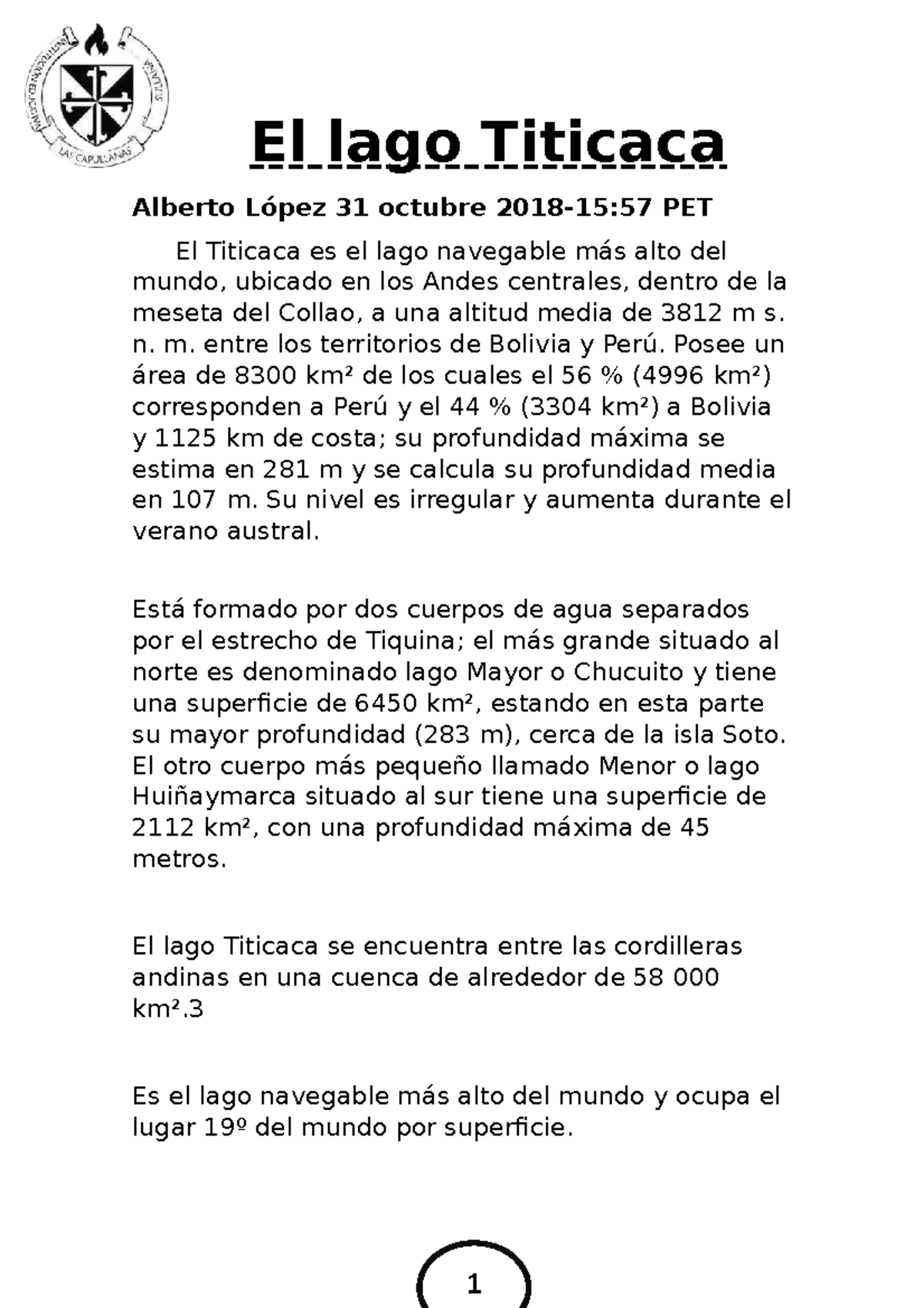 El lago Titicaca clara atencion sobre ella - El lago Titicaca Alberto ...