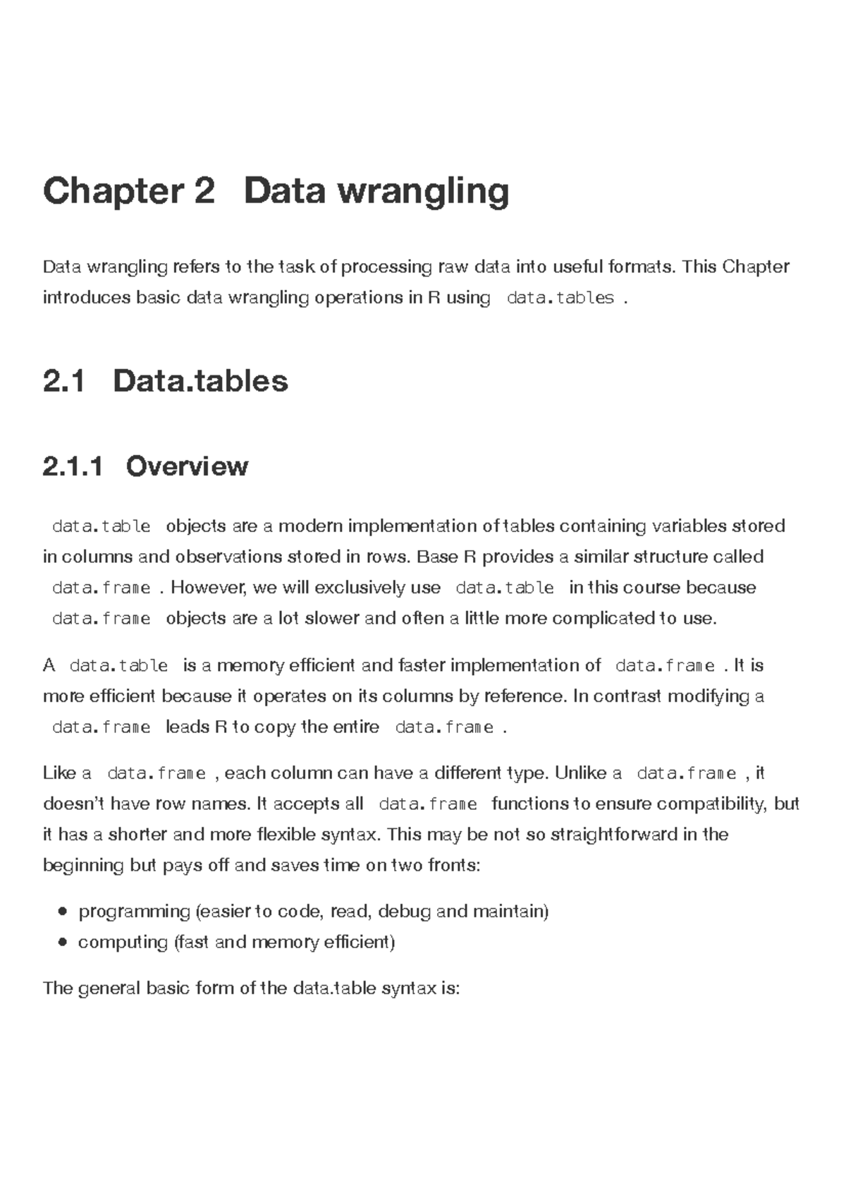 Chapter 2 Data wrangling Data Analysis and Visualization in R (IN2339) - Chapter 2 Data ...