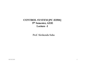 Study Material PID control action - Control System- I - Topic:Basic ...
