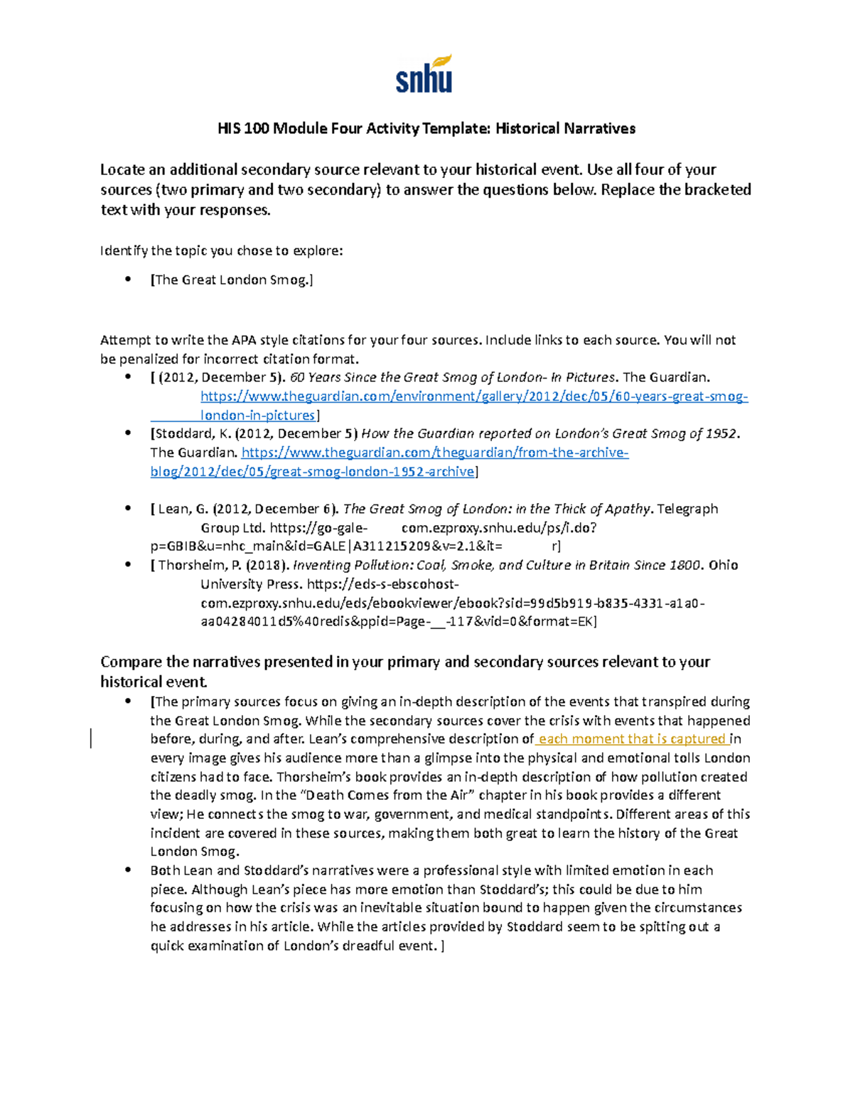 Turnindone 4 - Module Four - HIS 100 Module Four Activity Template ...
