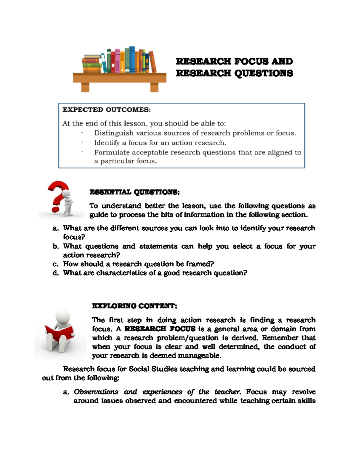 SLM 2 Research Methodology - RESEARCH FOCUS AND RESEARCH QUESTIONS ...