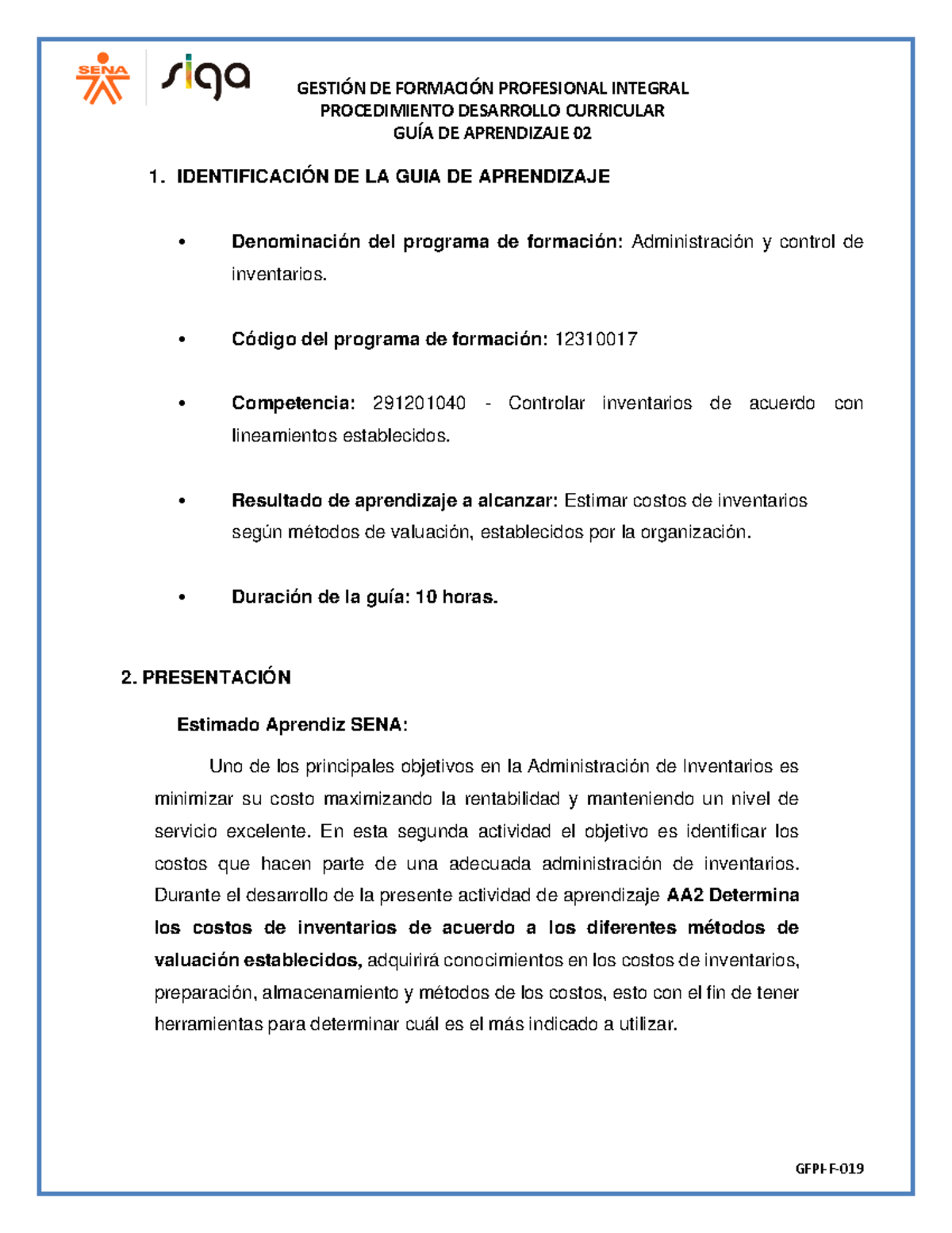 Actividad 2 dcumento de apoyo 1 - GESTI”N DE FORMACI”N PROFESIONAL INTEGRAL PROCEDIMIENTO ...