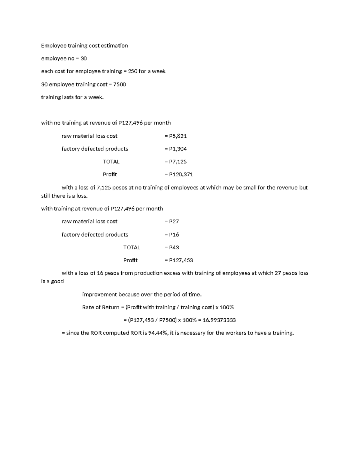 Employee training cost estimation - Employee training cost estimation ...