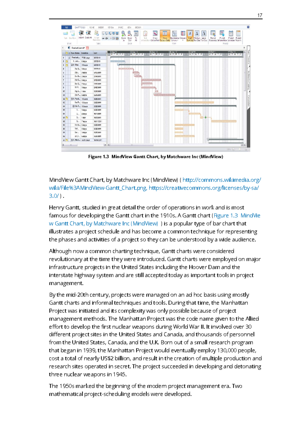 Project Management 15694-15-262-5 - Figure 1 MindView Gantt Chart, by ...
