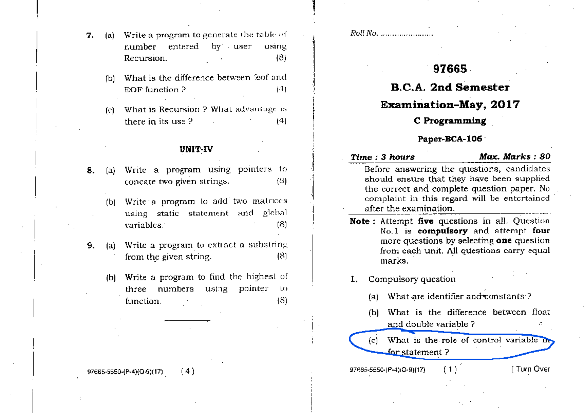 2017 - Bachelors's in Computer Application - Studocu