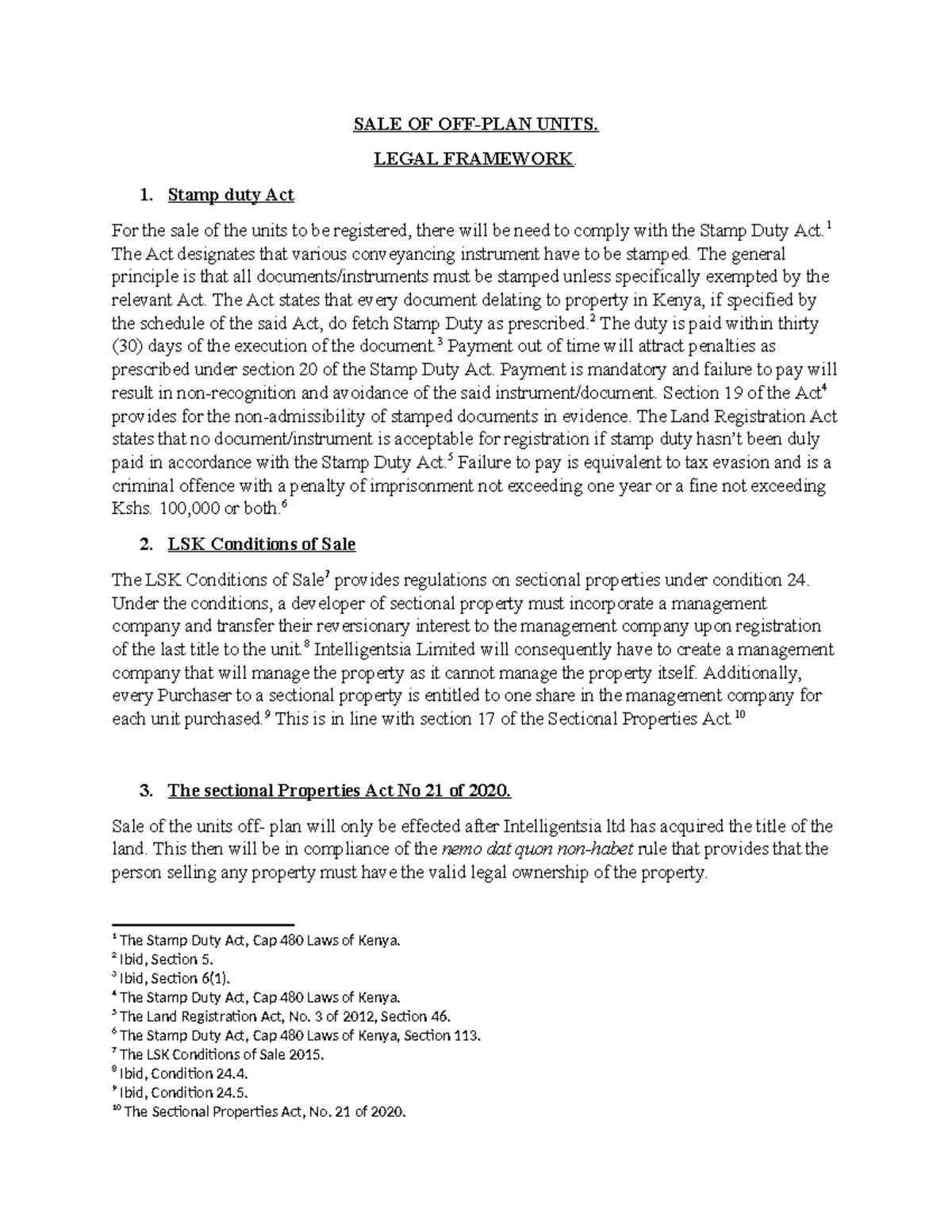 Sale of Off plan Conveyancing - SALE OF OFF-PLAN UNITS. LEGAL FRAMEWORK ...