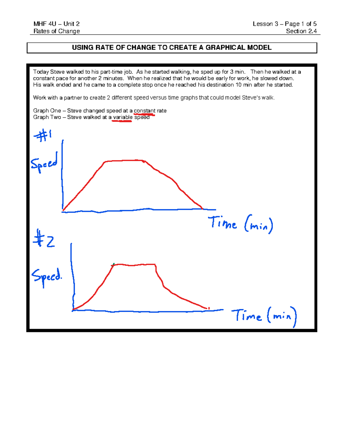 Using ROC for graphing - Rates of Change Section 2. USING RATE OF ...