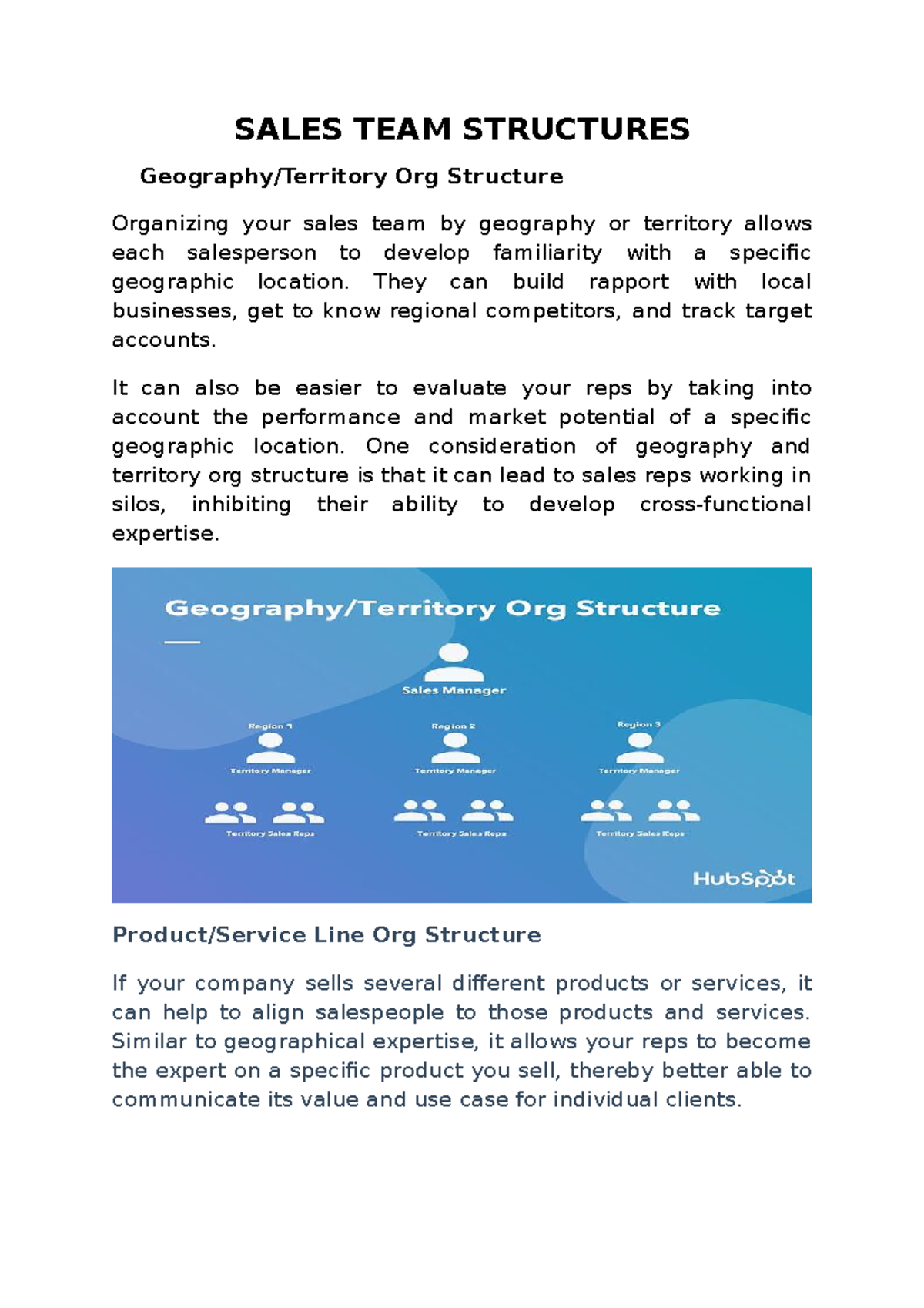 operation mangement - SALES TEAM STRUCTURES Geography/Territory Org ...