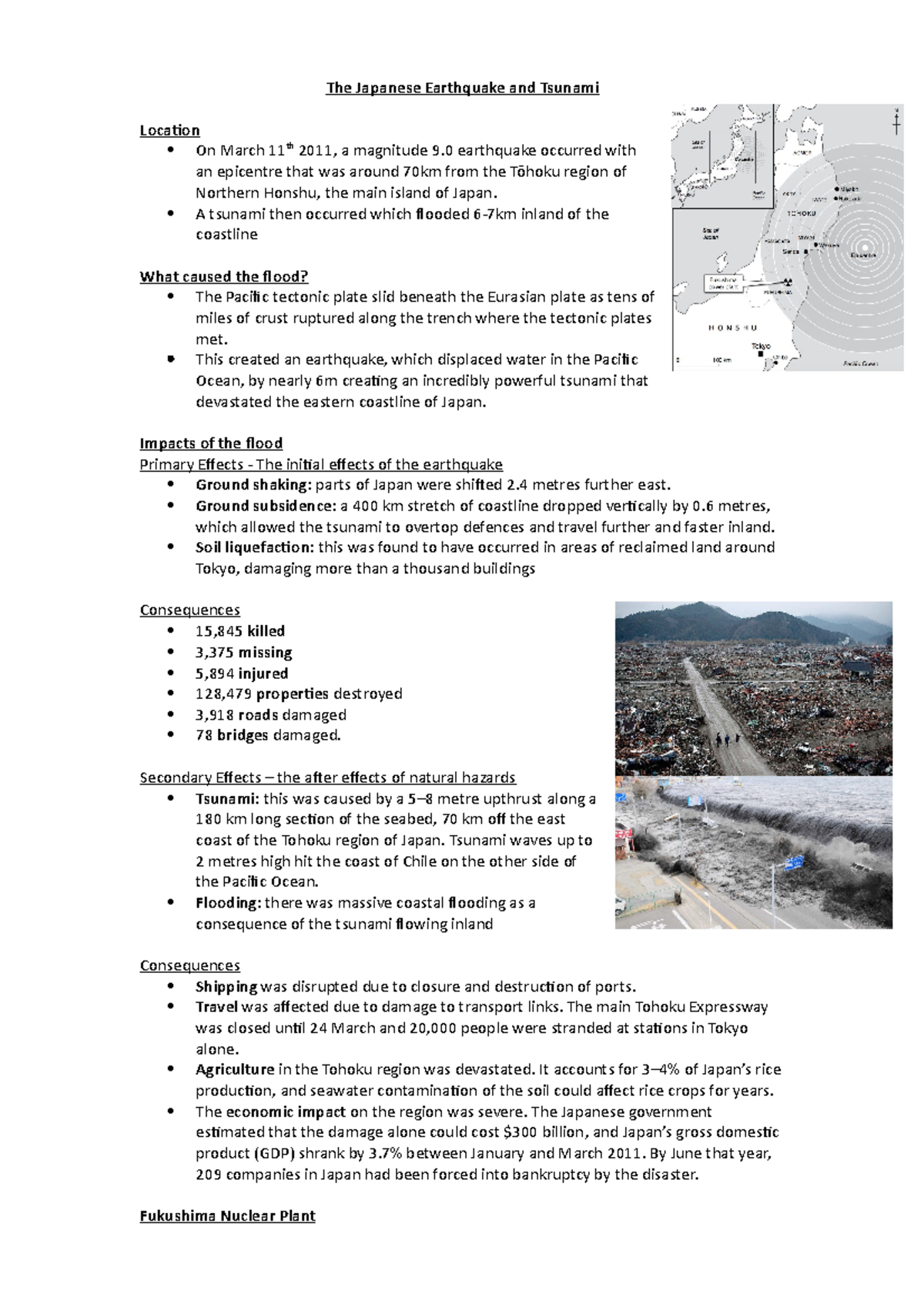 The Japanese Earthquake and Tsunami - The Japanese Earthquake and ...