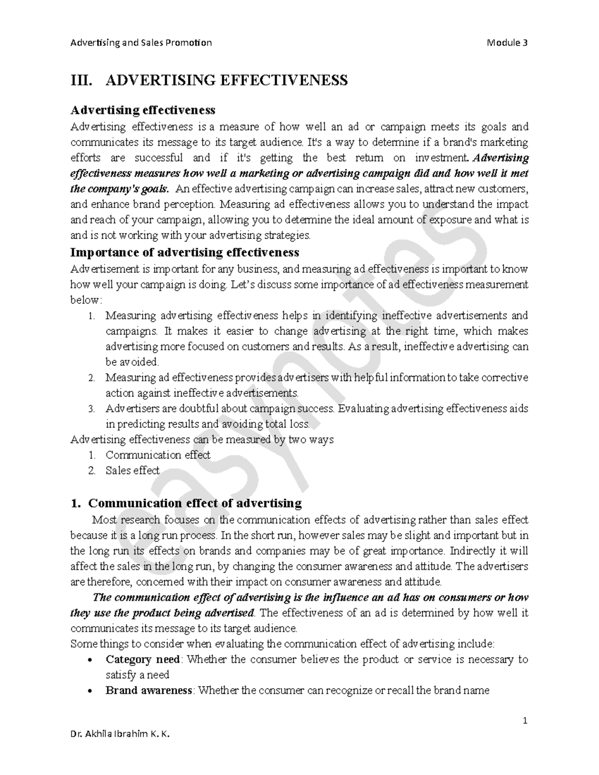 Advertising Module 3 - Calicut university - 1 III. ADVERTISING ...