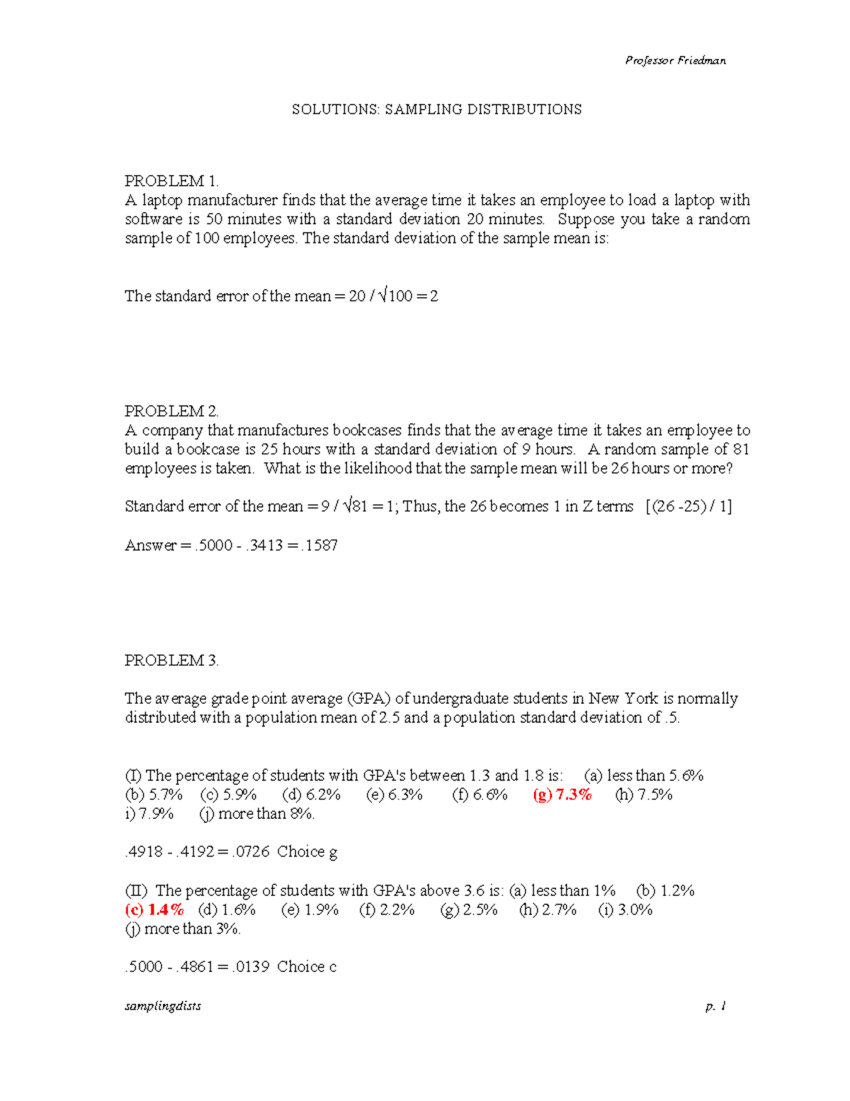 SOLUTIONS: SAMPLING DISTRIBUTIONS - A laptop manufacturer finds that ...