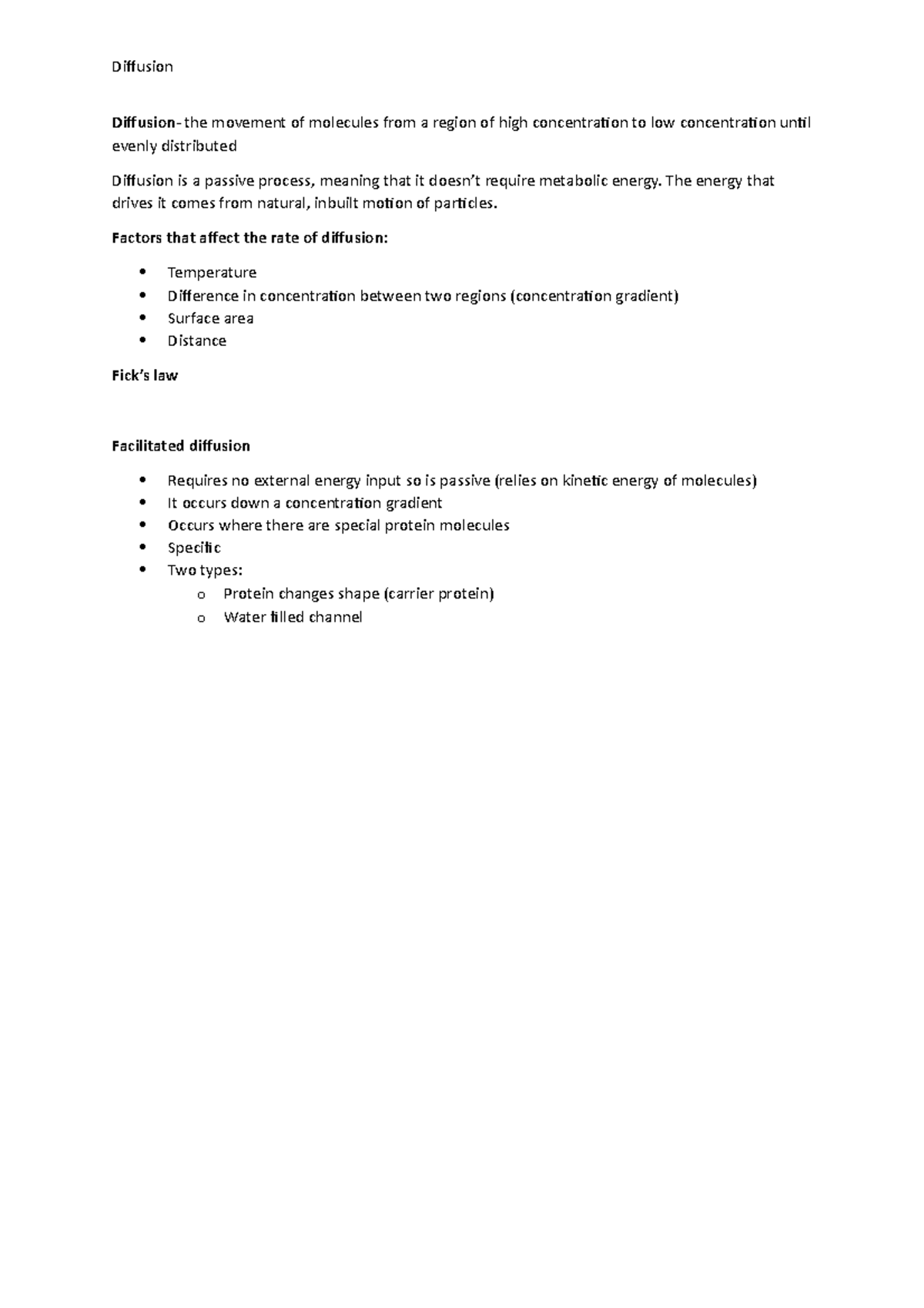 Diffusion - Diffusion Diffusion- the movement of molecules from a ...
