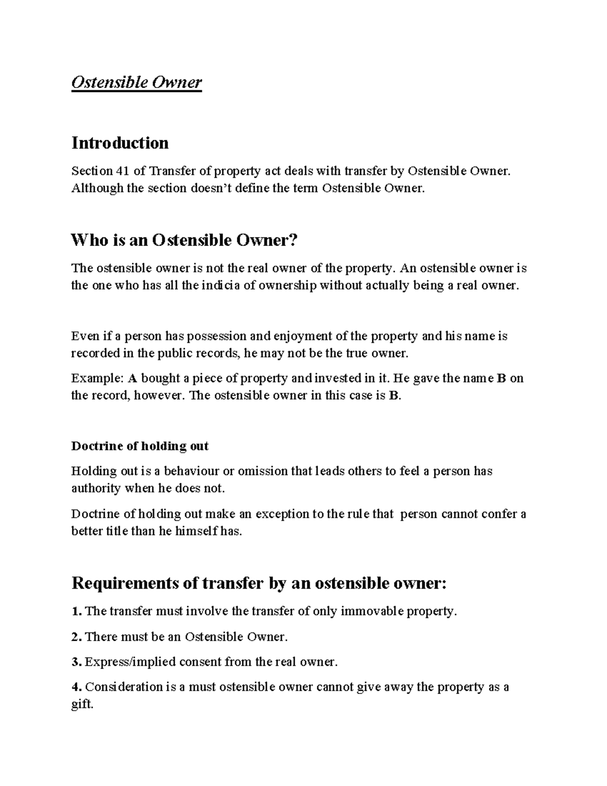 Ostensible Owner - Detailed - Ostensible Owner Introduction Section 41 ...