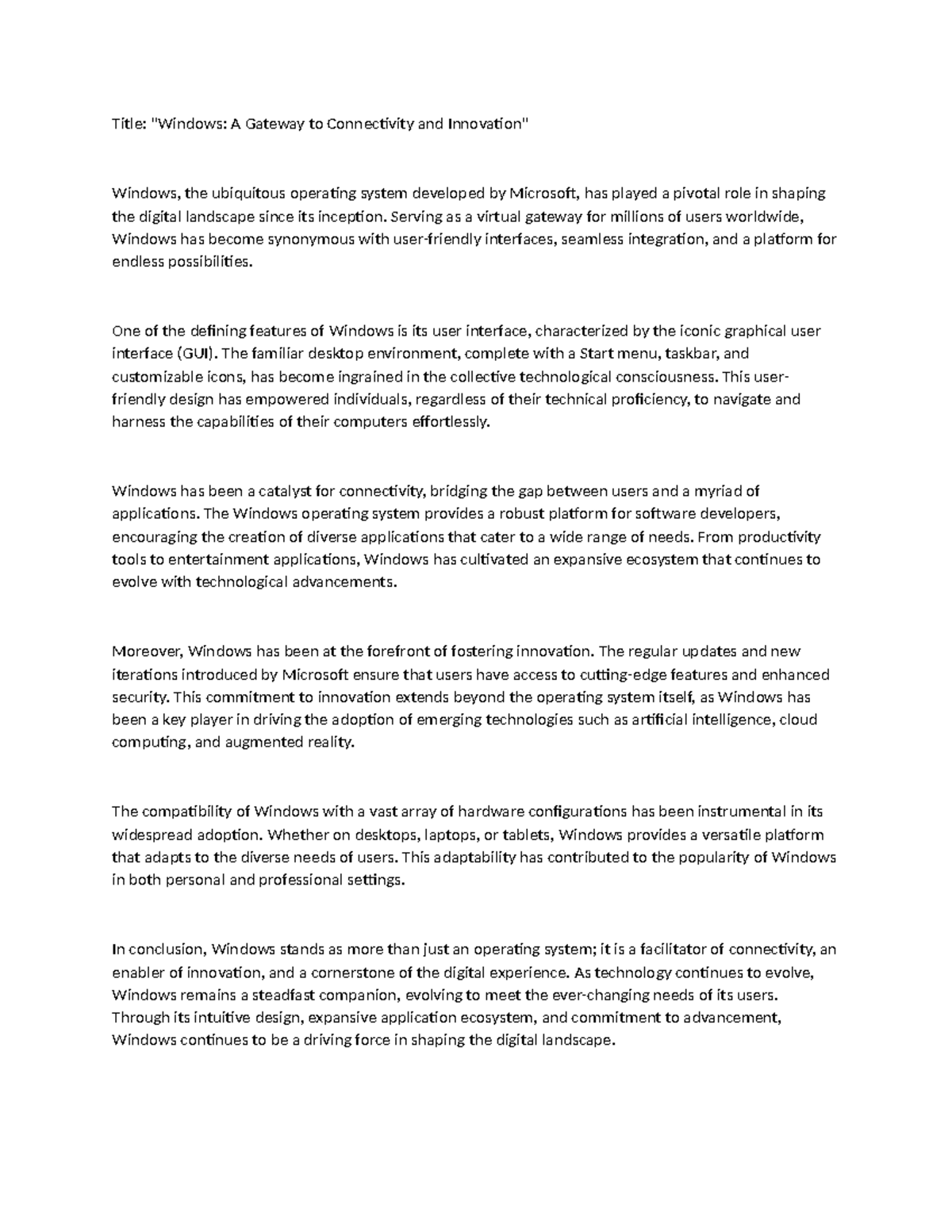 Windows - Title: "Windows: A Gateway to Connectivity and Innovation ...