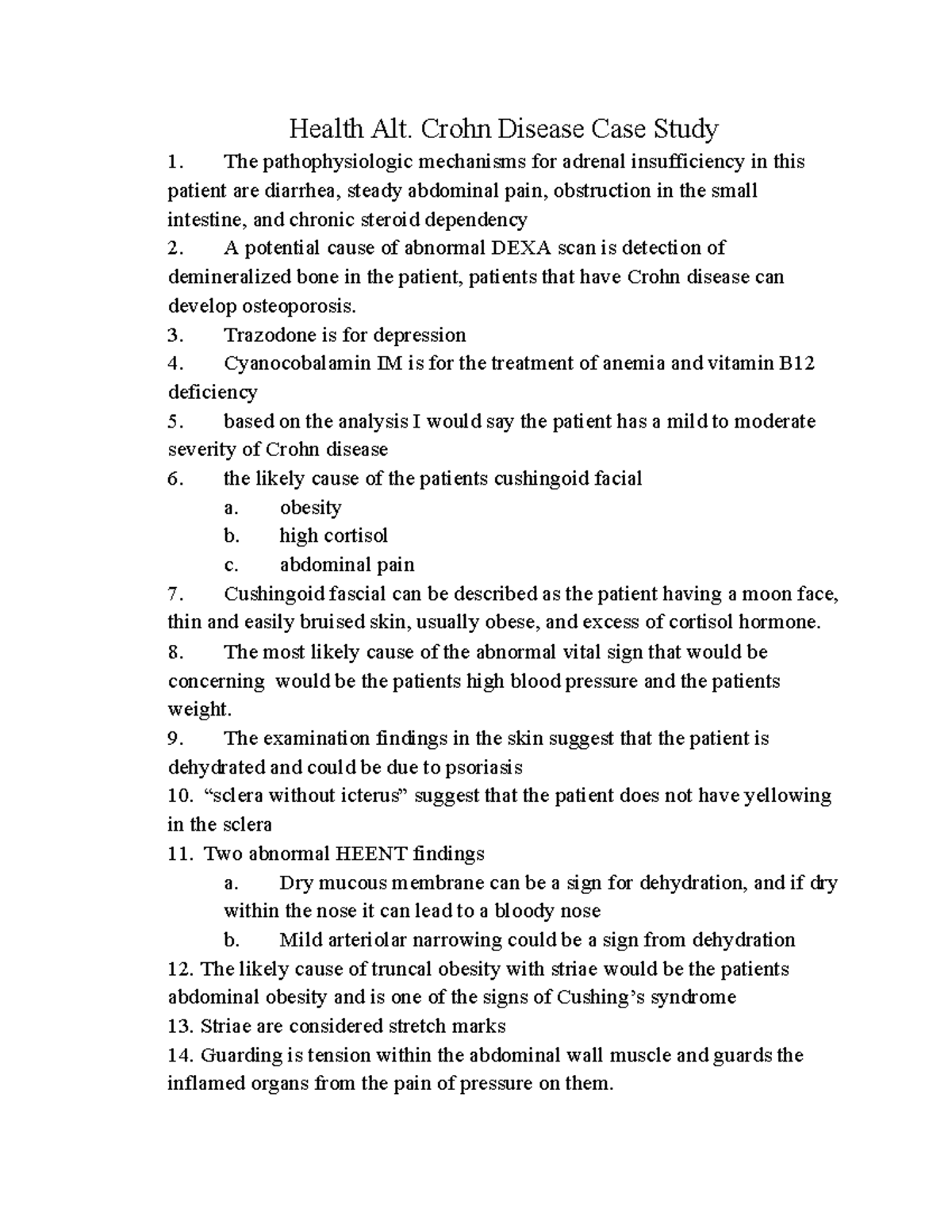 Health Alt. Crohn Disease Case Study - Health Alt. Crohn Disease Case ...