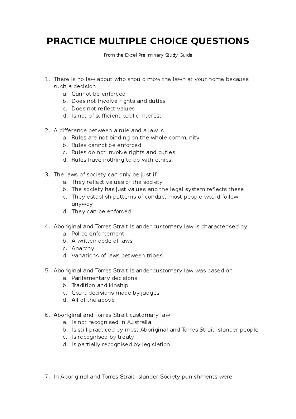 Practice Multiple Choice Questions Practice Multiple Choice Questions From The Excel